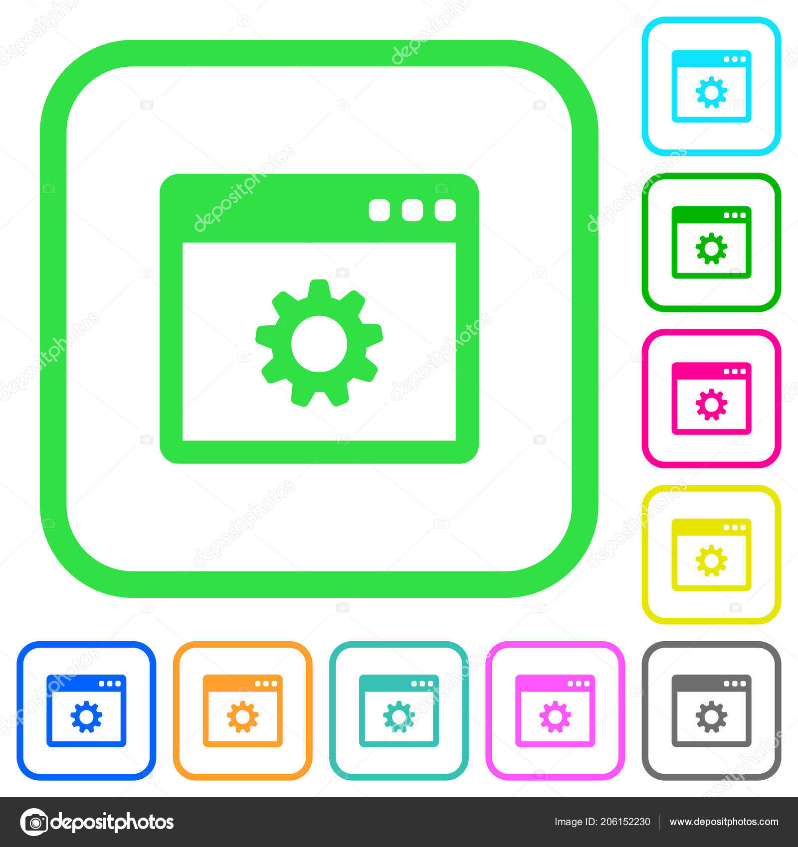 Application Settings Vivid Colored Flat Icons Curved Borders White ...