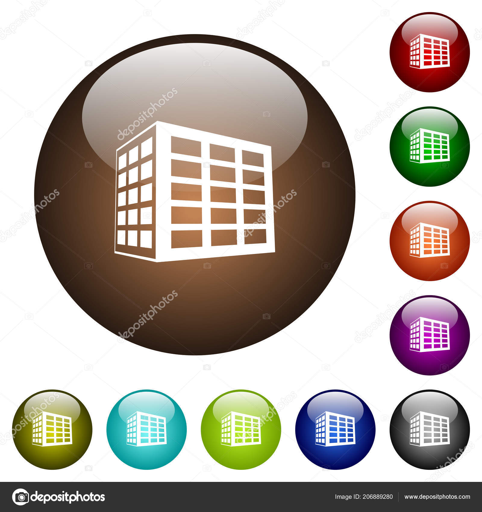 Office Block White Icons Color Glass Buttons Stock Vector Image by ...