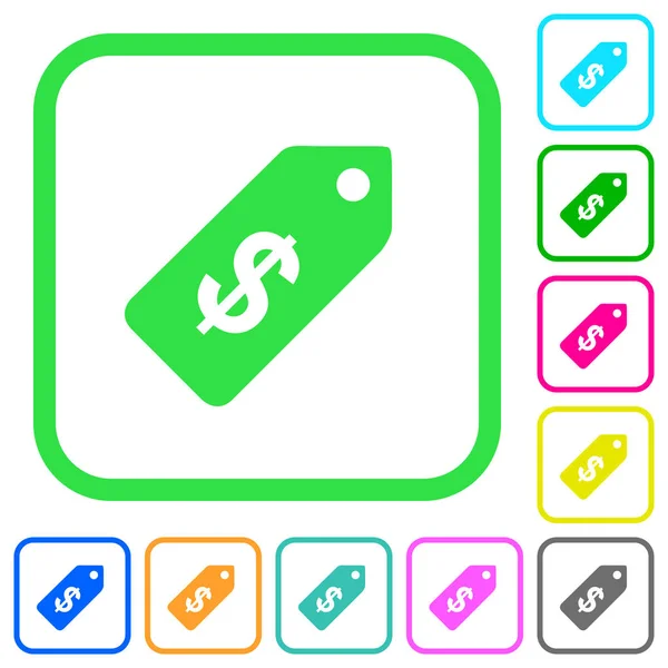Dollar Sign Vivid Colored Flat Icons Curved Borders White Background ...