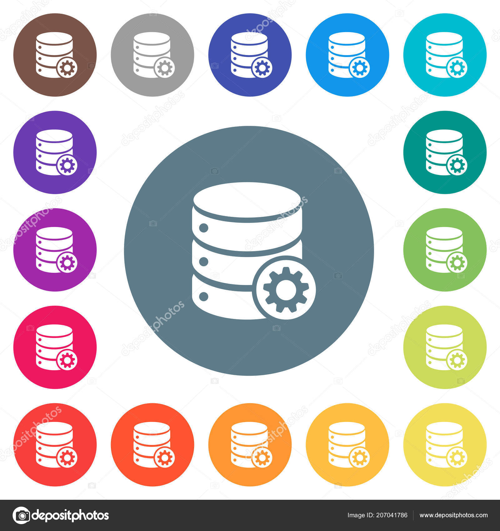 Database Settings Flat White Icons Color Backgrounds Background Color ...