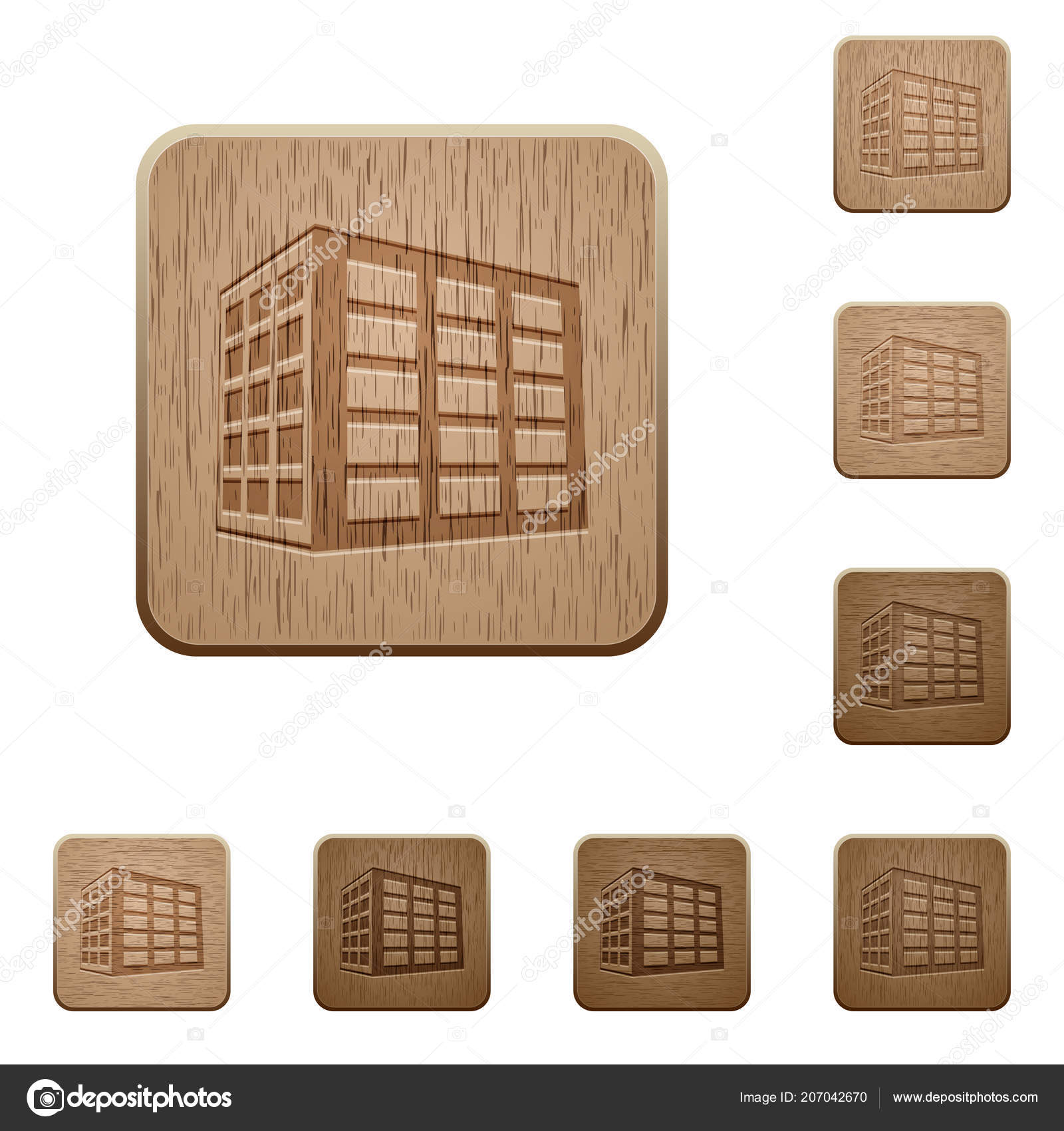 Office Block Rounded Square Carved Wooden Button Styles Stock Vector by ©renegadehomie 207042670