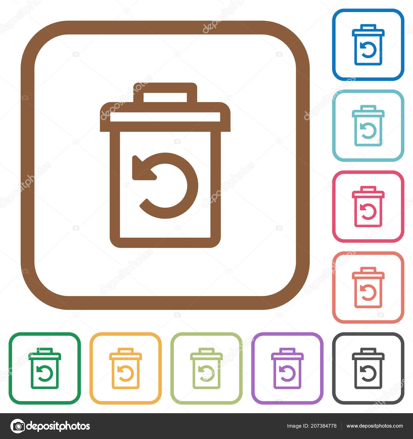 Undelete Simple Icons Color Rounded Square Frames White Background Stock Vector by ...