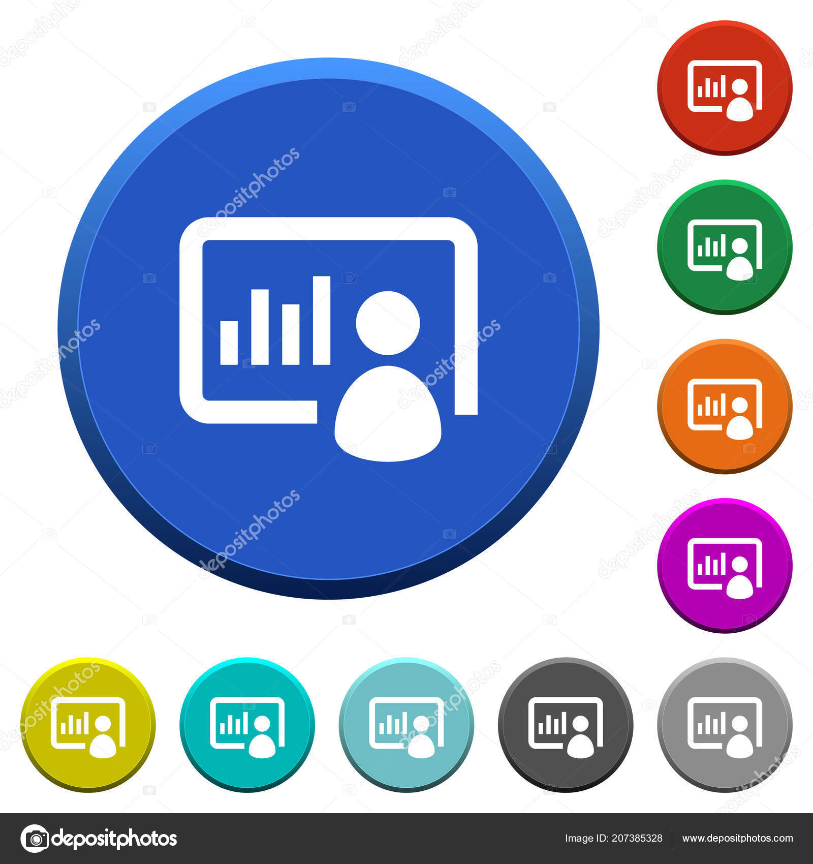 Presentation Color Beveled Buttons Smooth Surfaces Flat White Icons ...