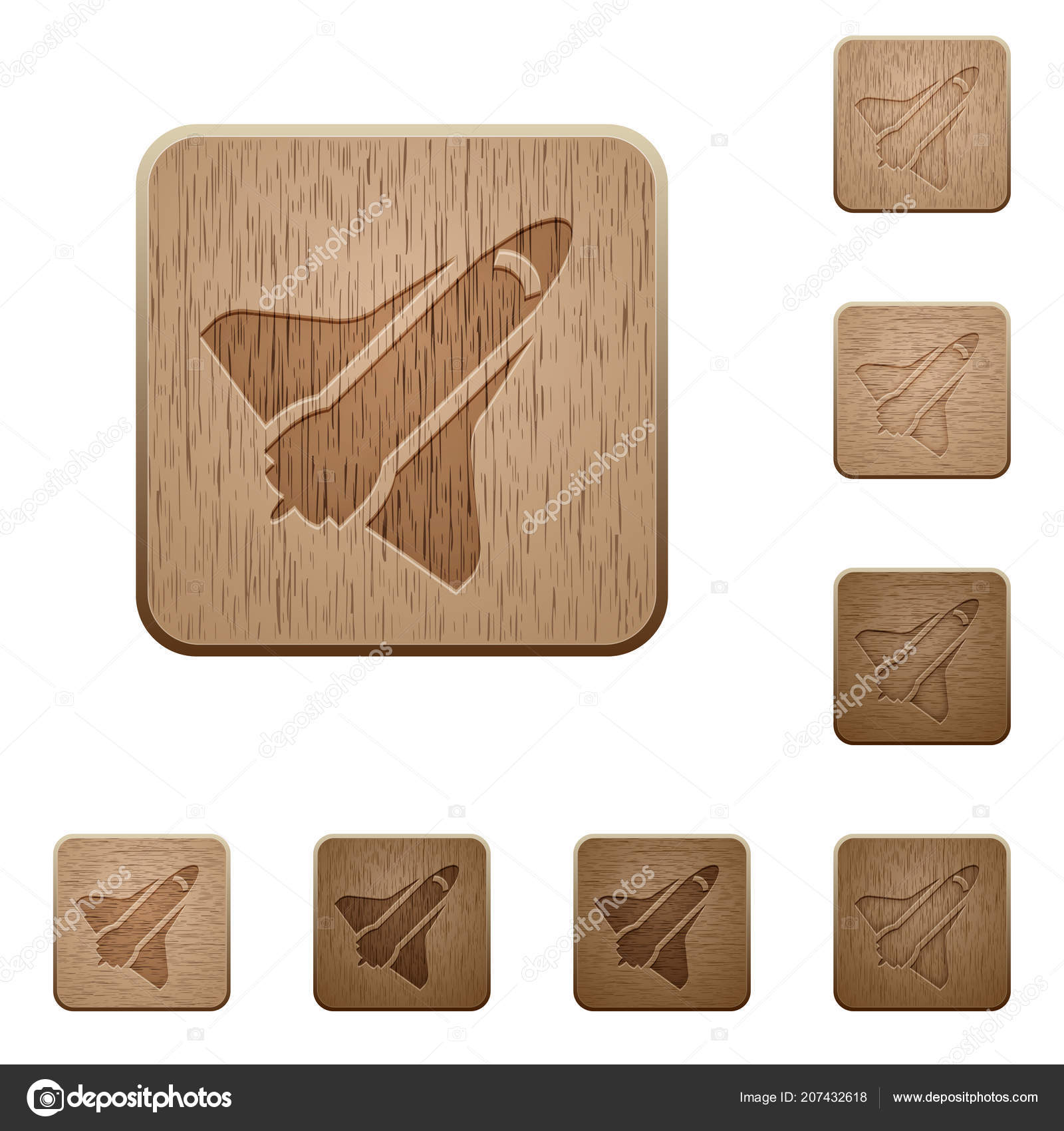 Space Shuttle Rounded Square Carved Wooden Button Styles Stock Vector by ©renegadehomie 207432618