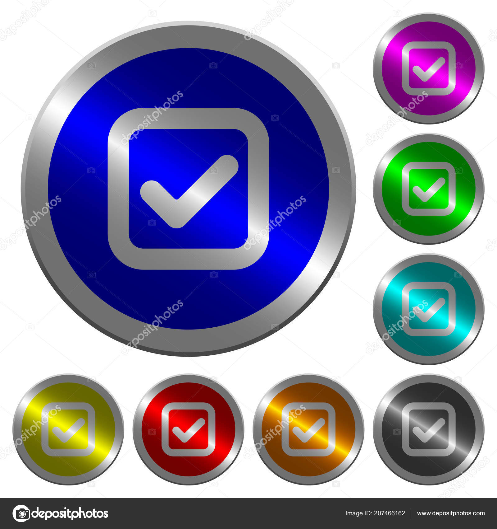 Checkbox Icons Luminous Coin Color Steel Buttons Stock Vector Image by ...