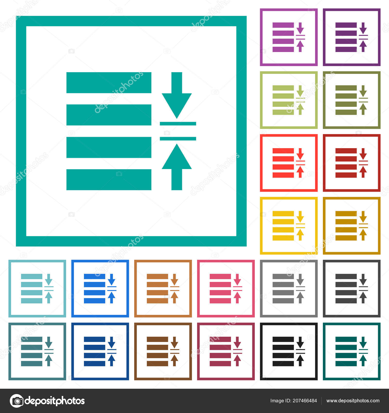 Adjust Line Spacing Flat Color Icons Quadrant Frames White Background ...