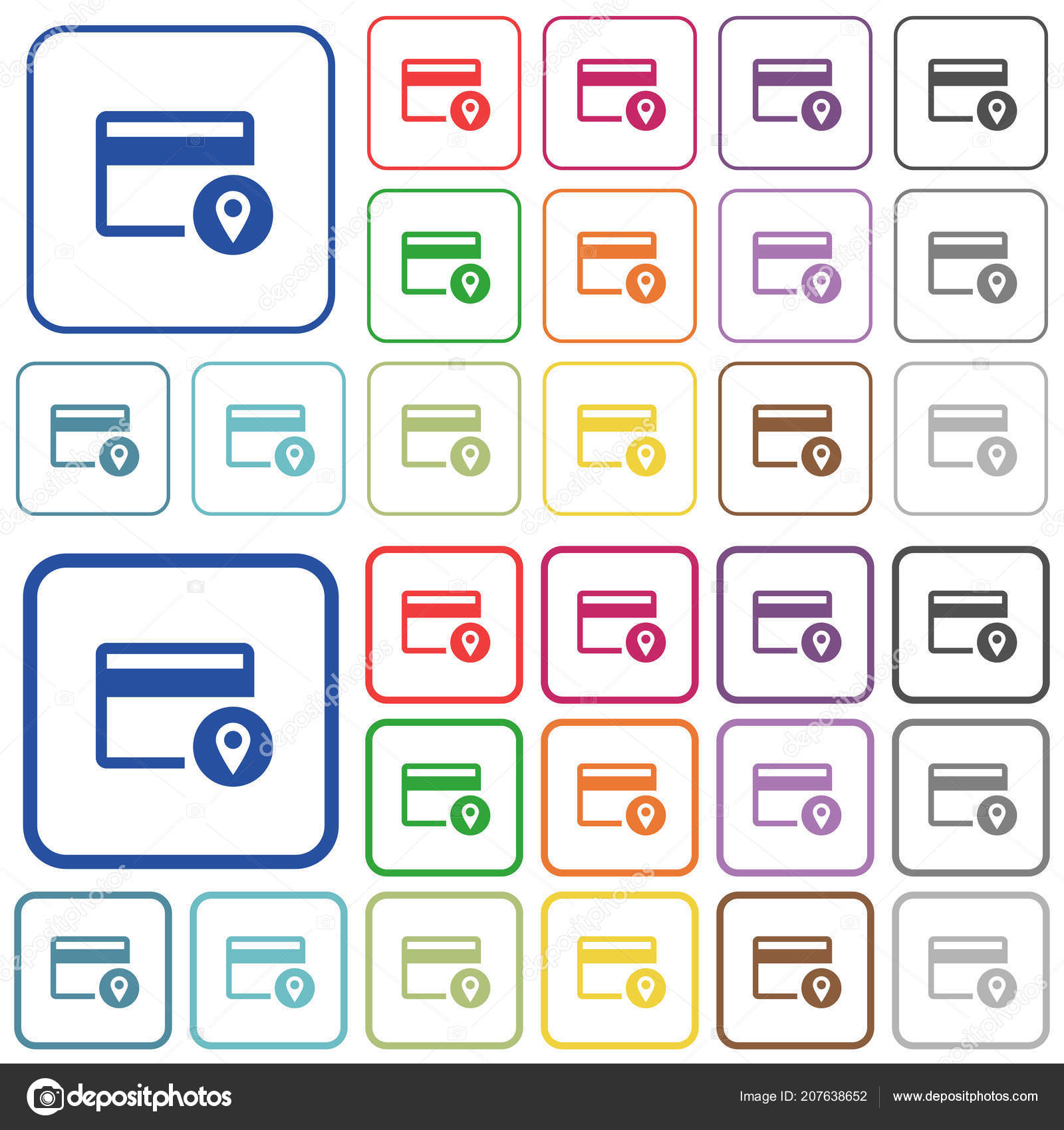 Credit Card Usage Tracking Color Flat Icons Rounded Square Frames Stock ...