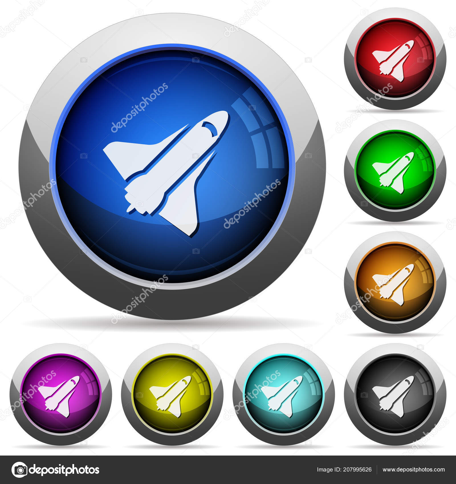 Space Shuttle Icons Glossy Buttons Steel Frames Stock Vector Image by ...