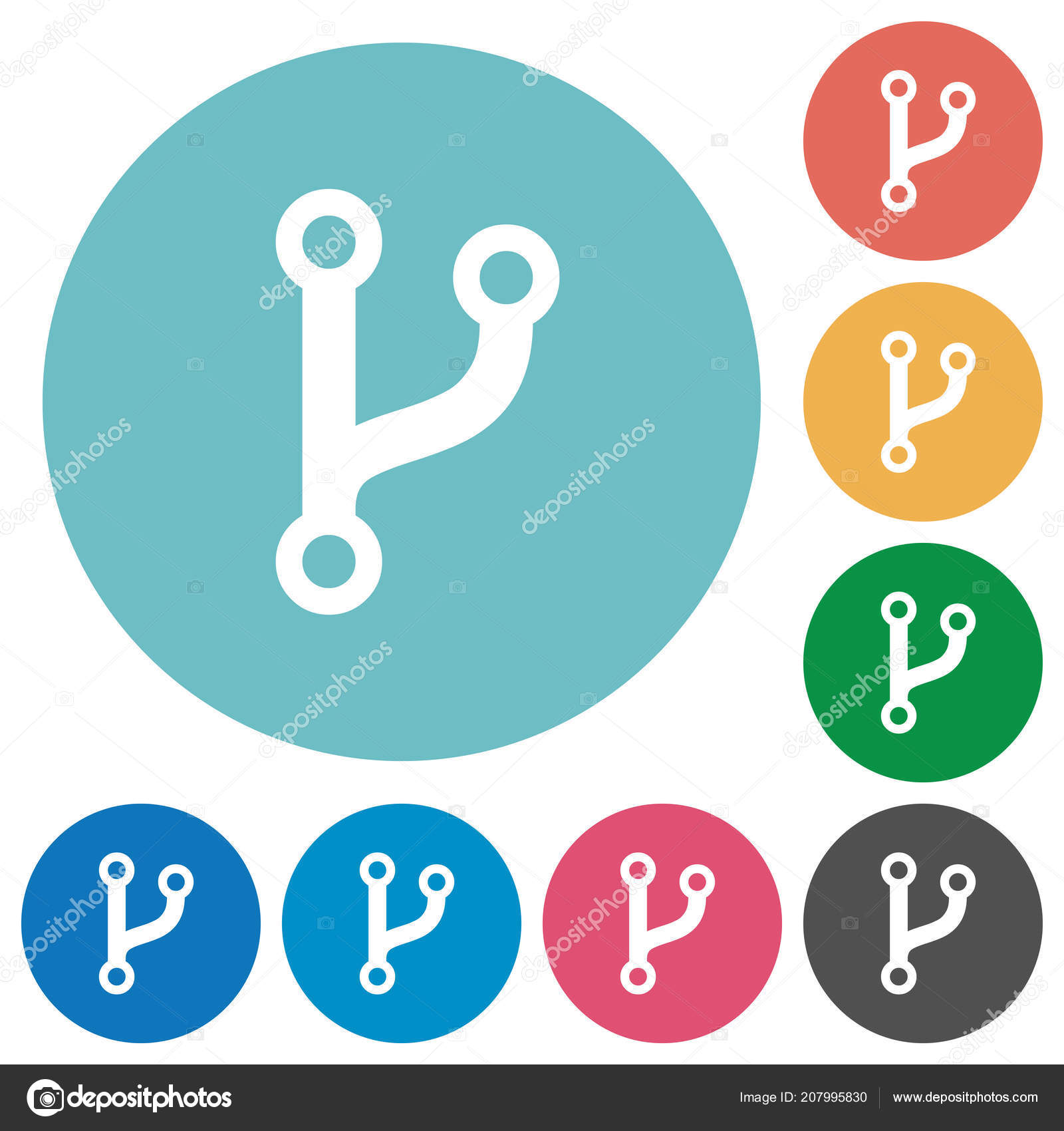 Code Fork Flat White Icons Color Backgrounds Stock Vector Image by ...