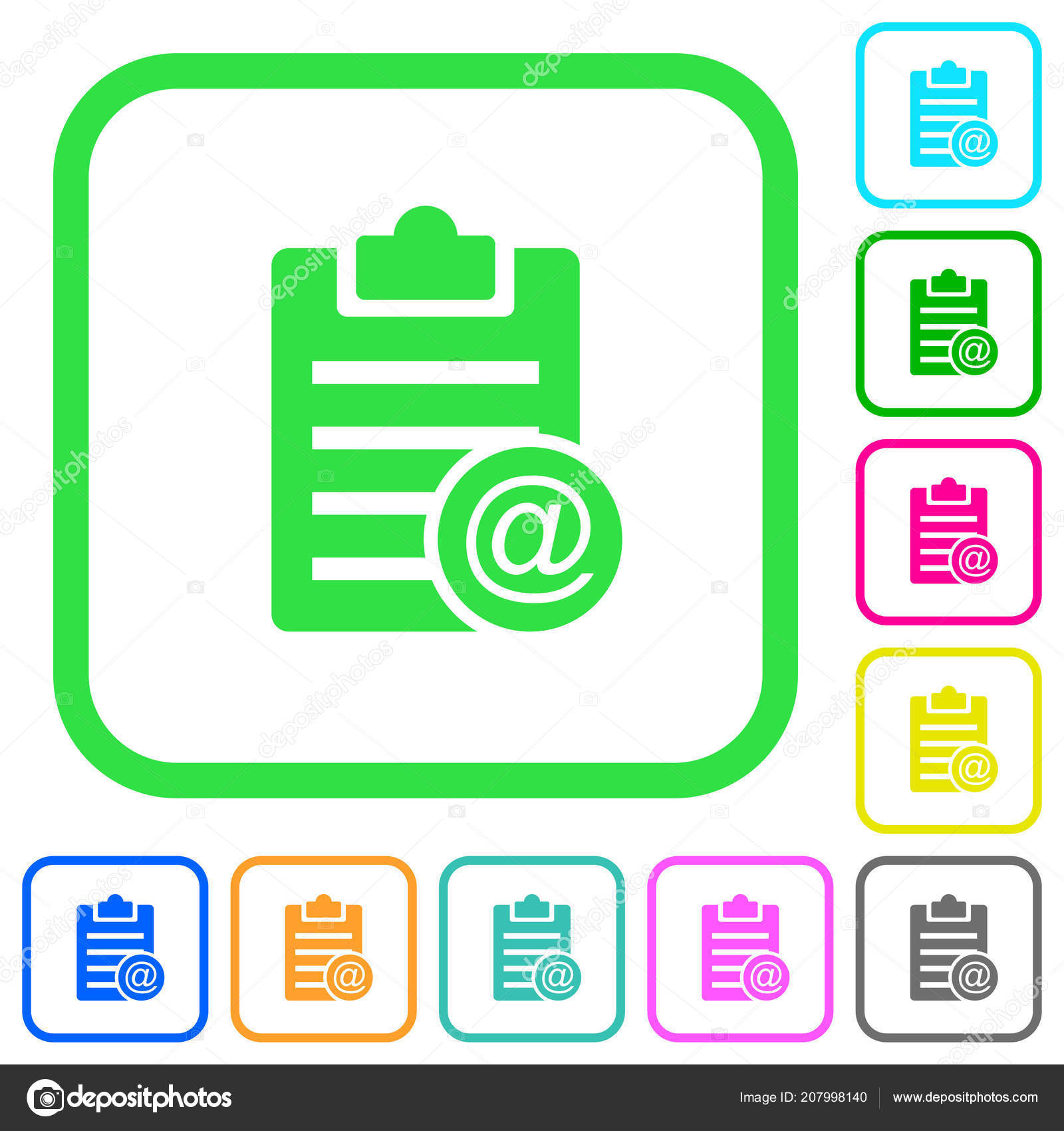 Send Note Email Vivid Colored Flat Icons Curved Borders White Stock ...