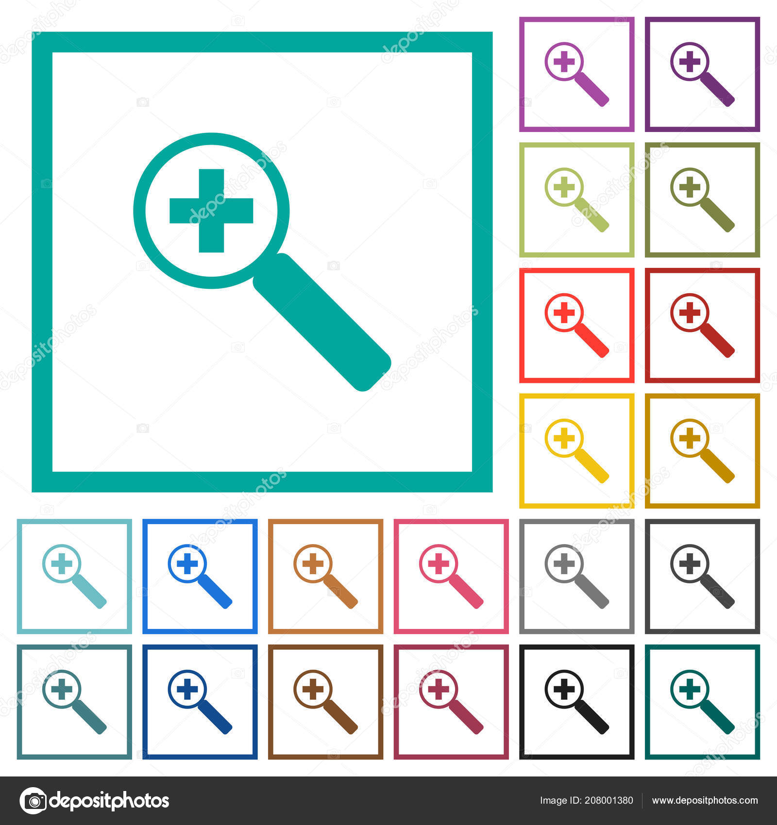 Zoom Flat Color Icons Quadrant Frames White Background Stock Vector ...