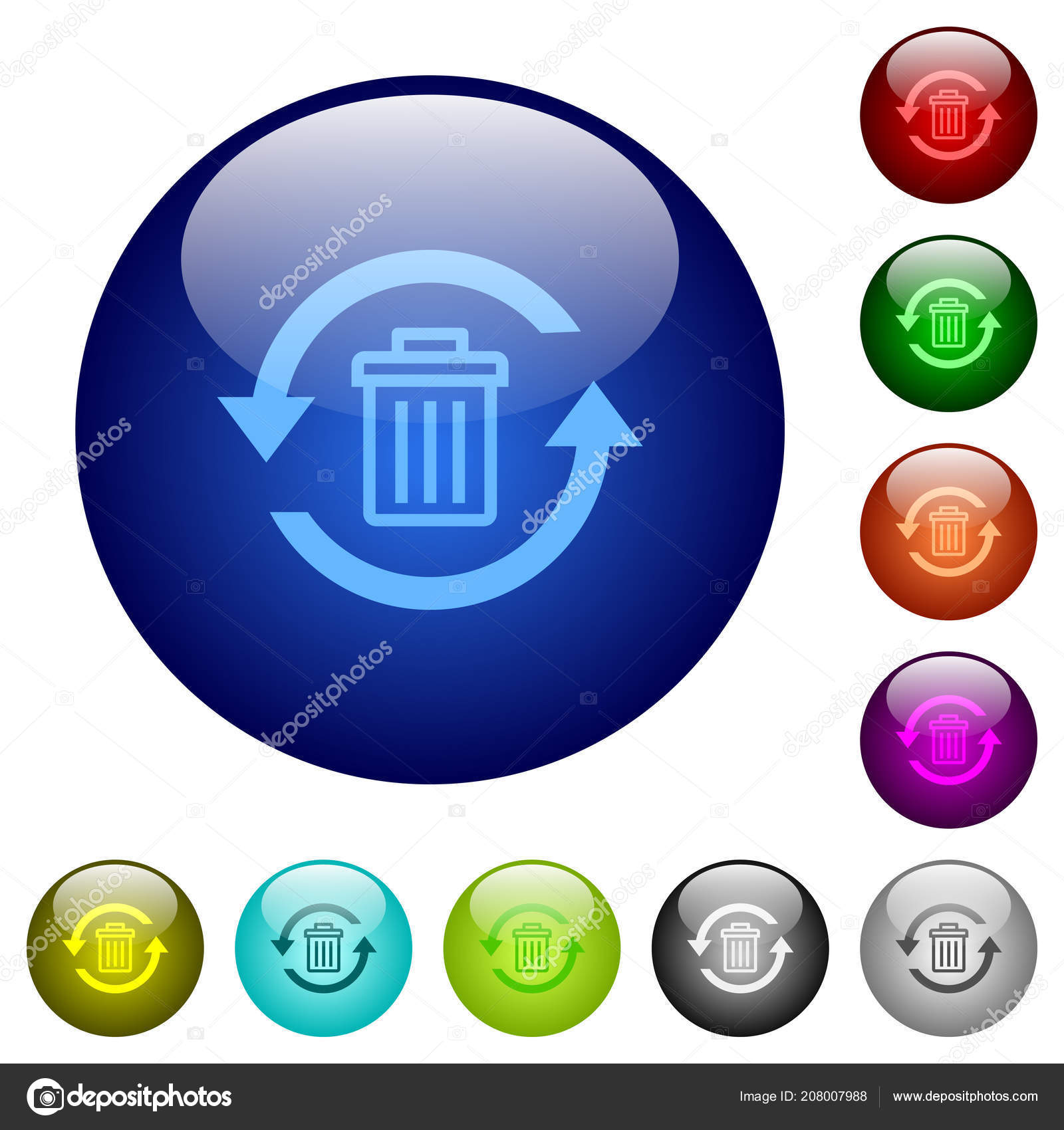 Undelete Icons Color Glass Buttons Stock Vector by ©renegadehomie 208007988