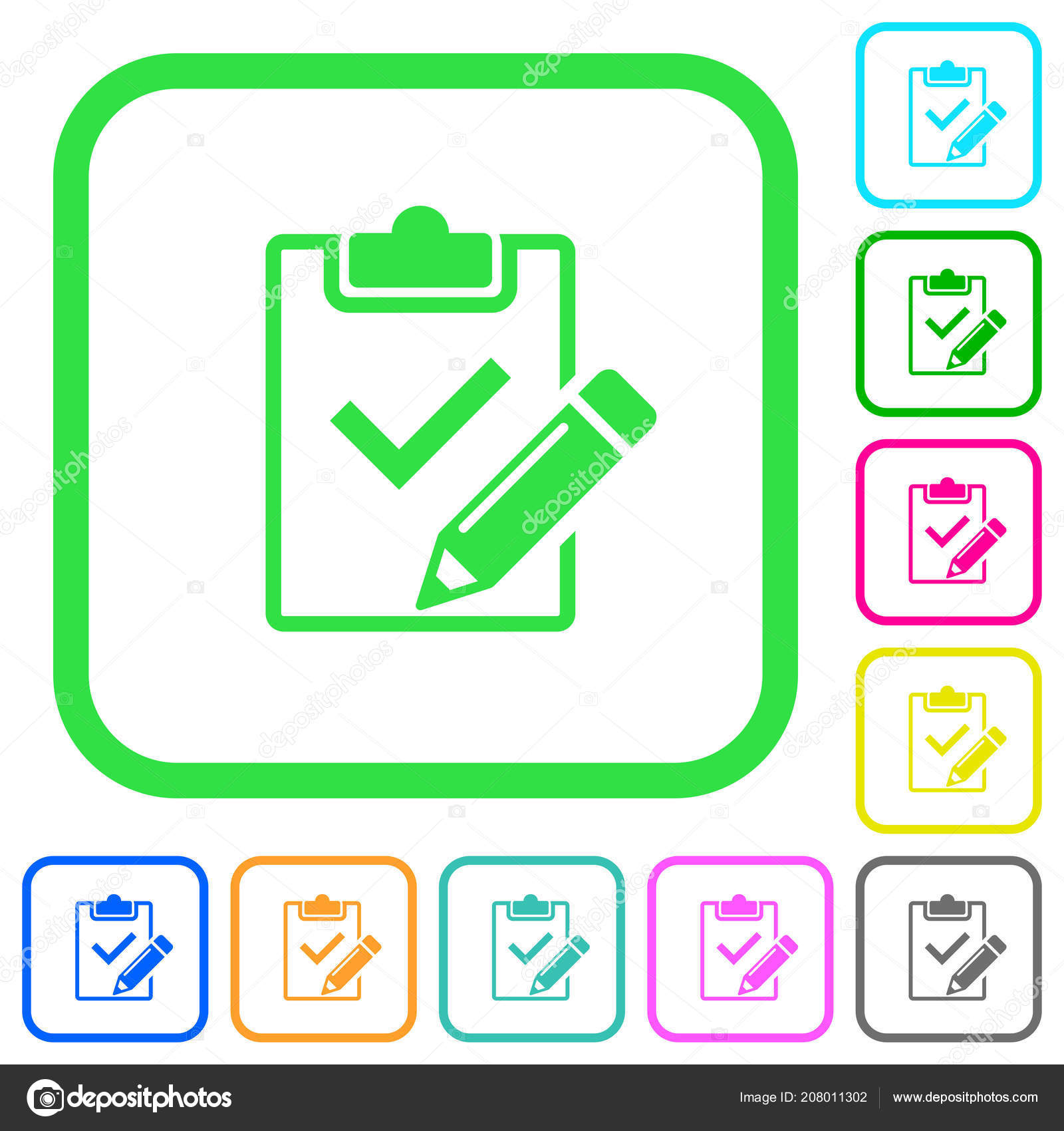 Fill Out Checklist Vivid Colored Flat Icons Curved Borders White Stock ...