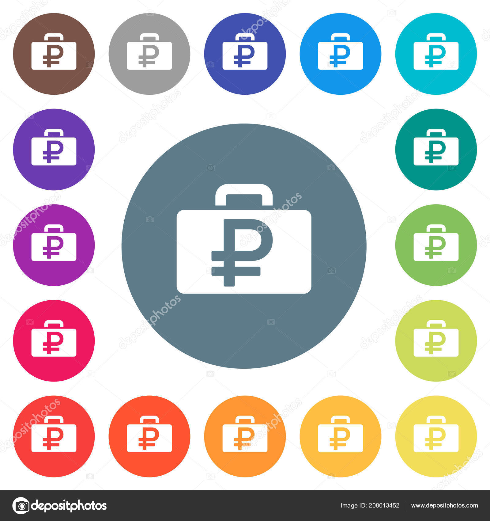 Ruble Bag Flat White Icons Color Backgrounds Background Color Variations Stock Vector by ...