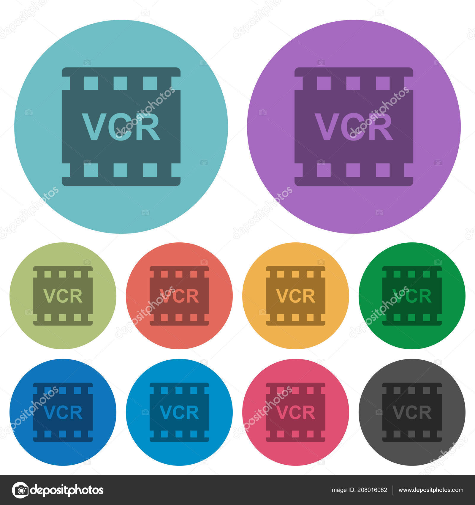 Vcr Movie Standard Darker Flat Icons Color Background Stock Vector by ...