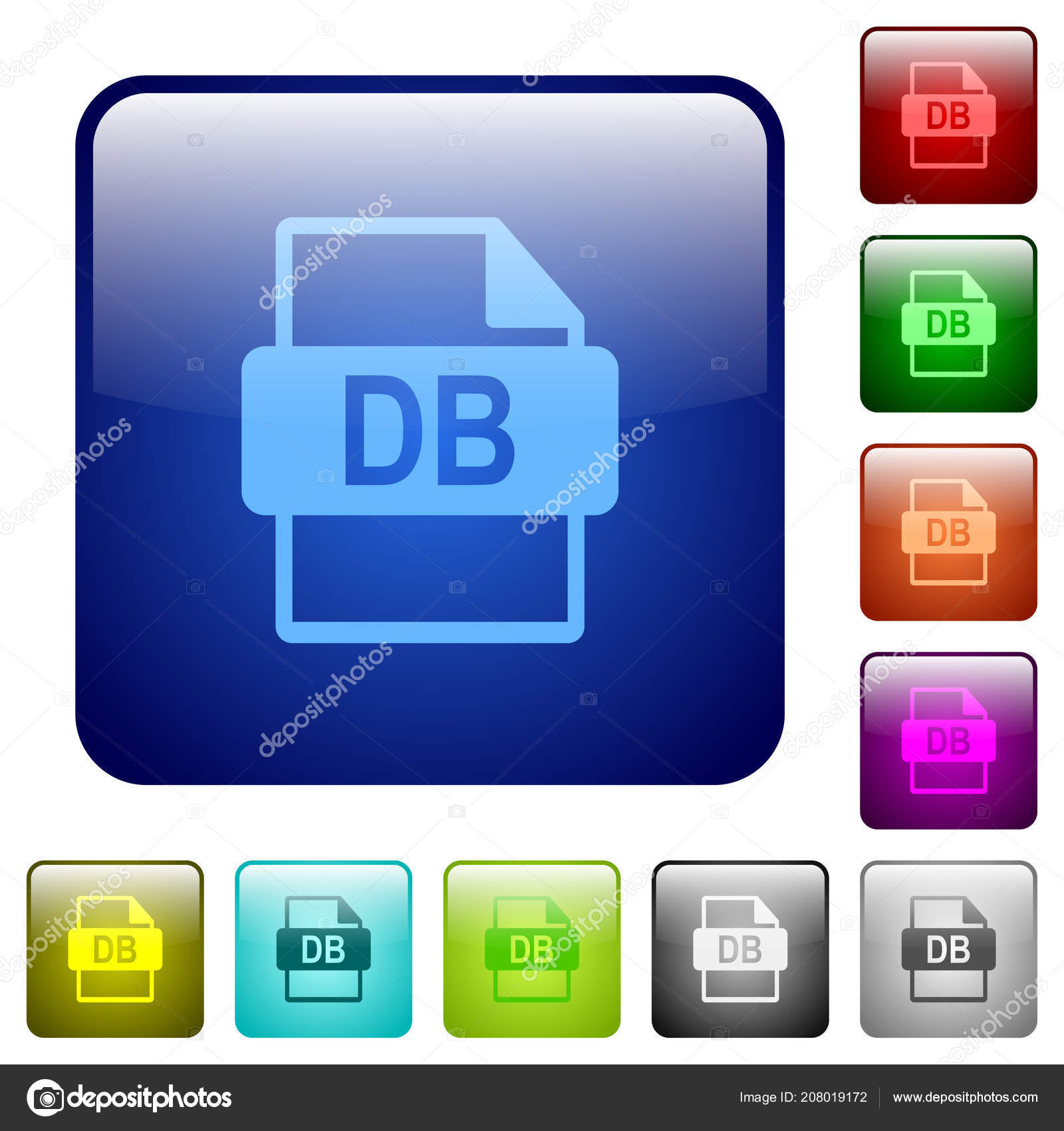 File Format Icons Rounded Square Color Glossy Button Set Stock Vector ...