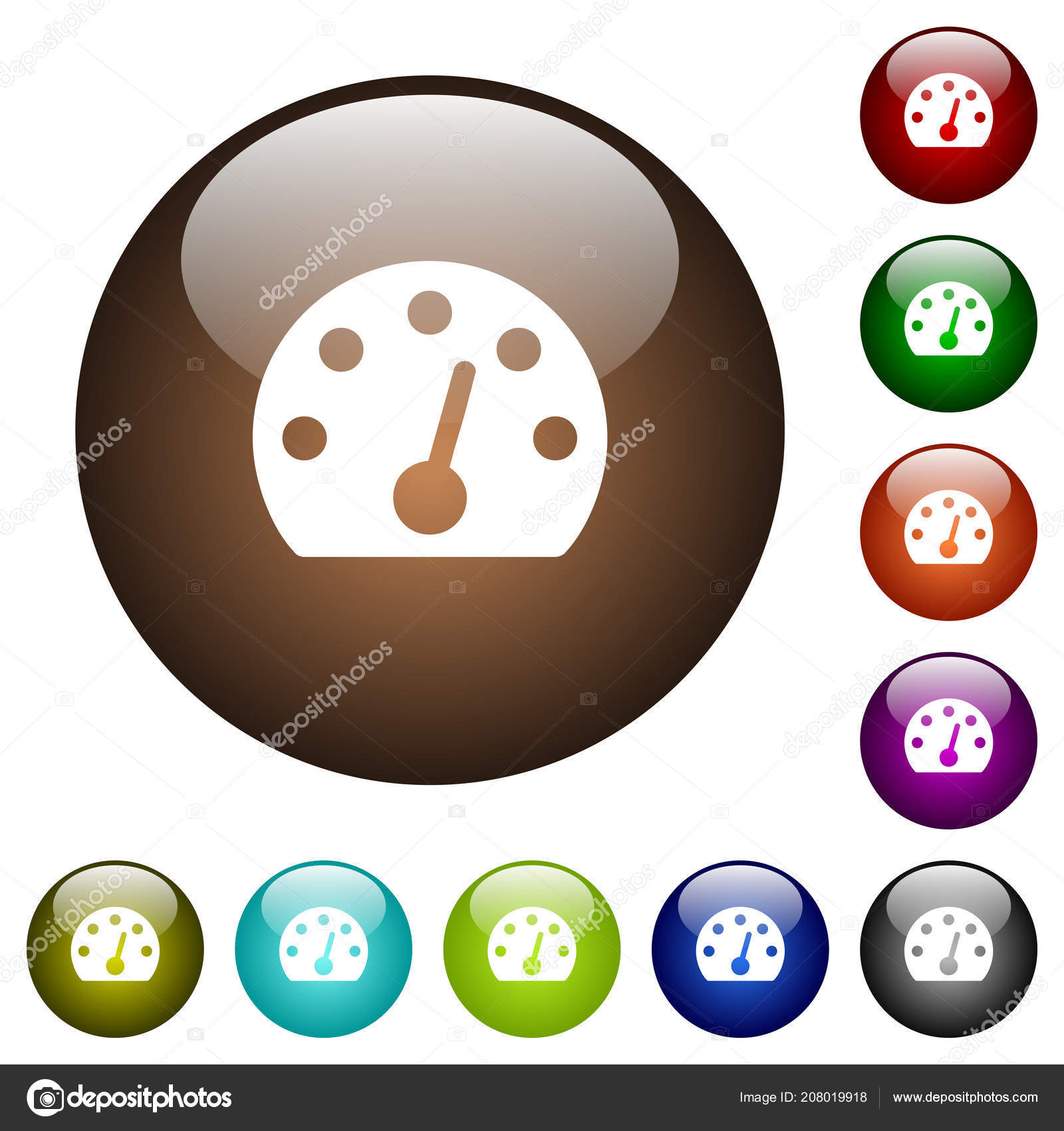 Dashboard White Icons Color Glass Buttons Stock Vector Image by ...