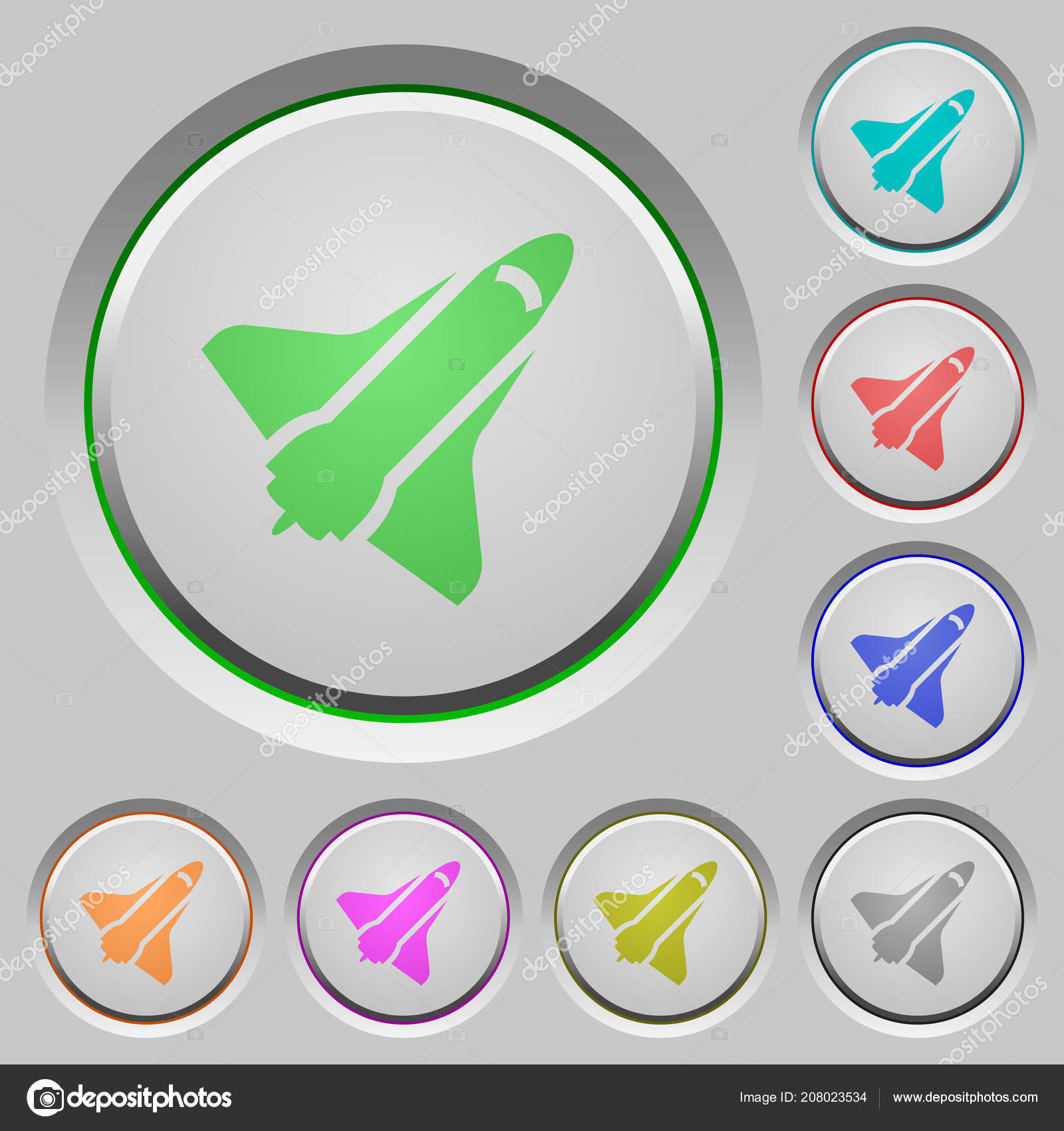 Space Shuttle Color Icons Sunk Push Buttons Stock Vector by ...