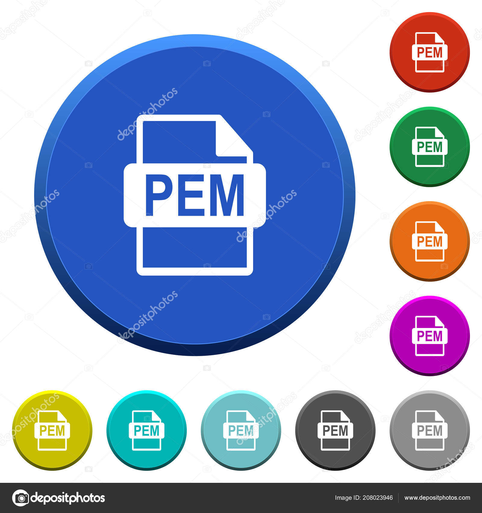 Pem File Format Color Beveled Buttons Smooth Surfaces Flat White Stock ...