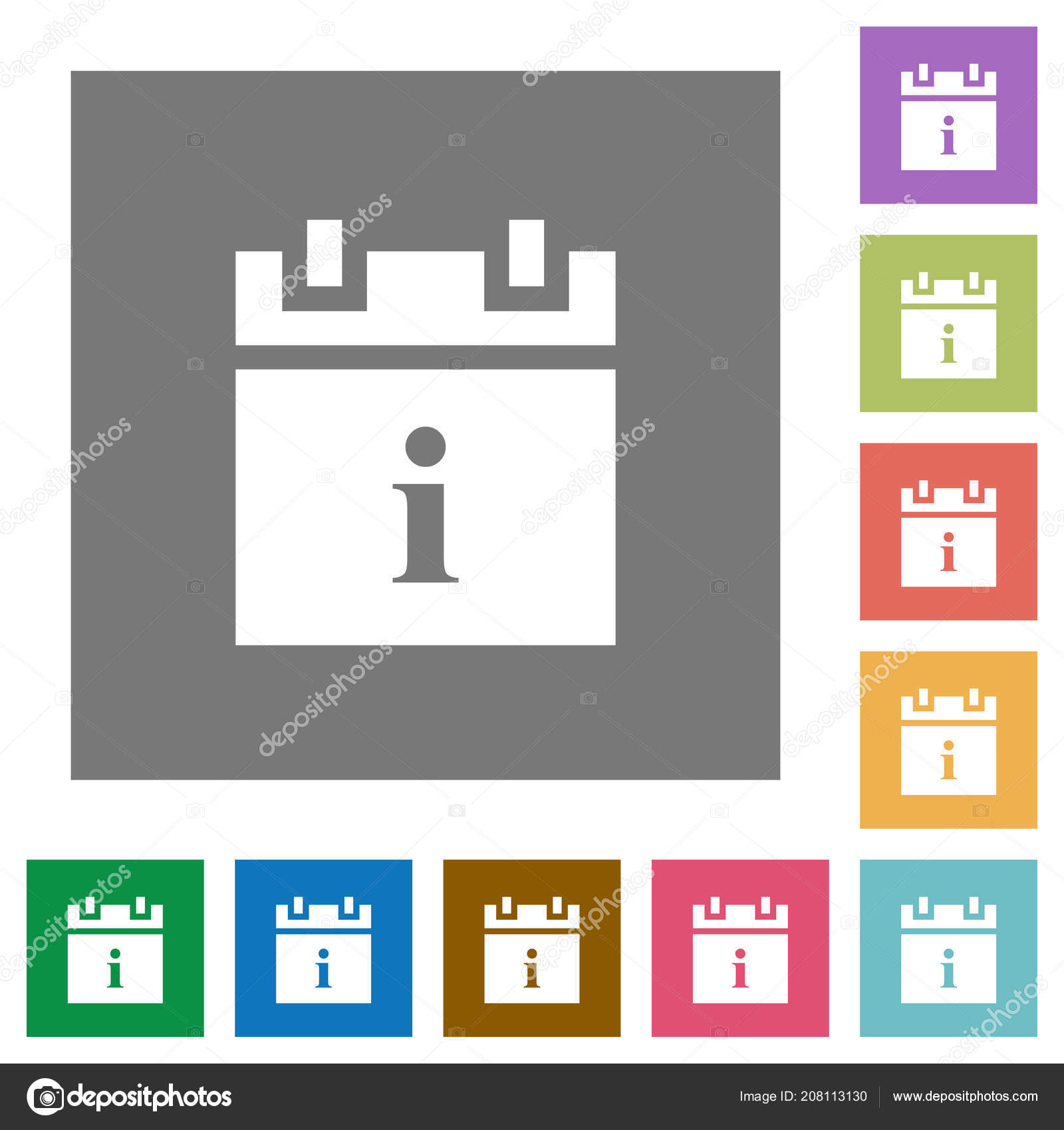 Schedule Info Flat Icons Simple Color Square Backgrounds Stock Vector by ©renegadehomie 208113130