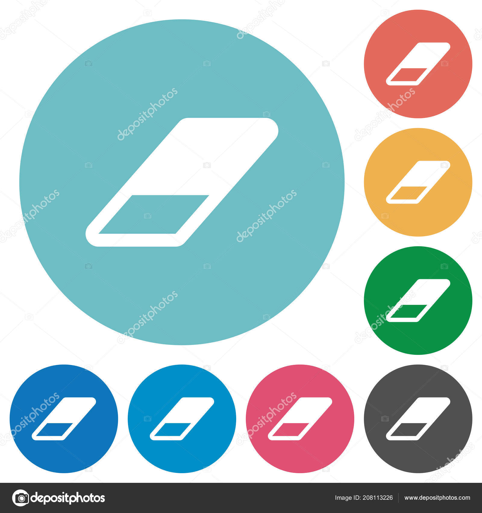 Eraser Flat White Icons Color Backgrounds Stock Vector by ...
