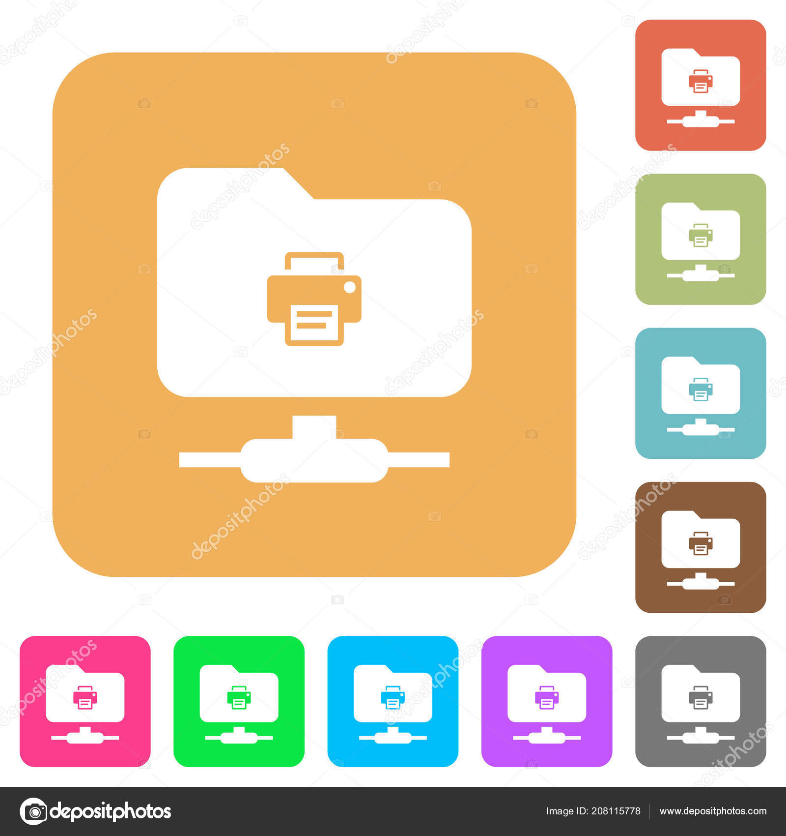 Ftp Print Flat Icons Rounded Square Vivid Color Backgrounds ⬇ Vector Image by © renegadehomie ...