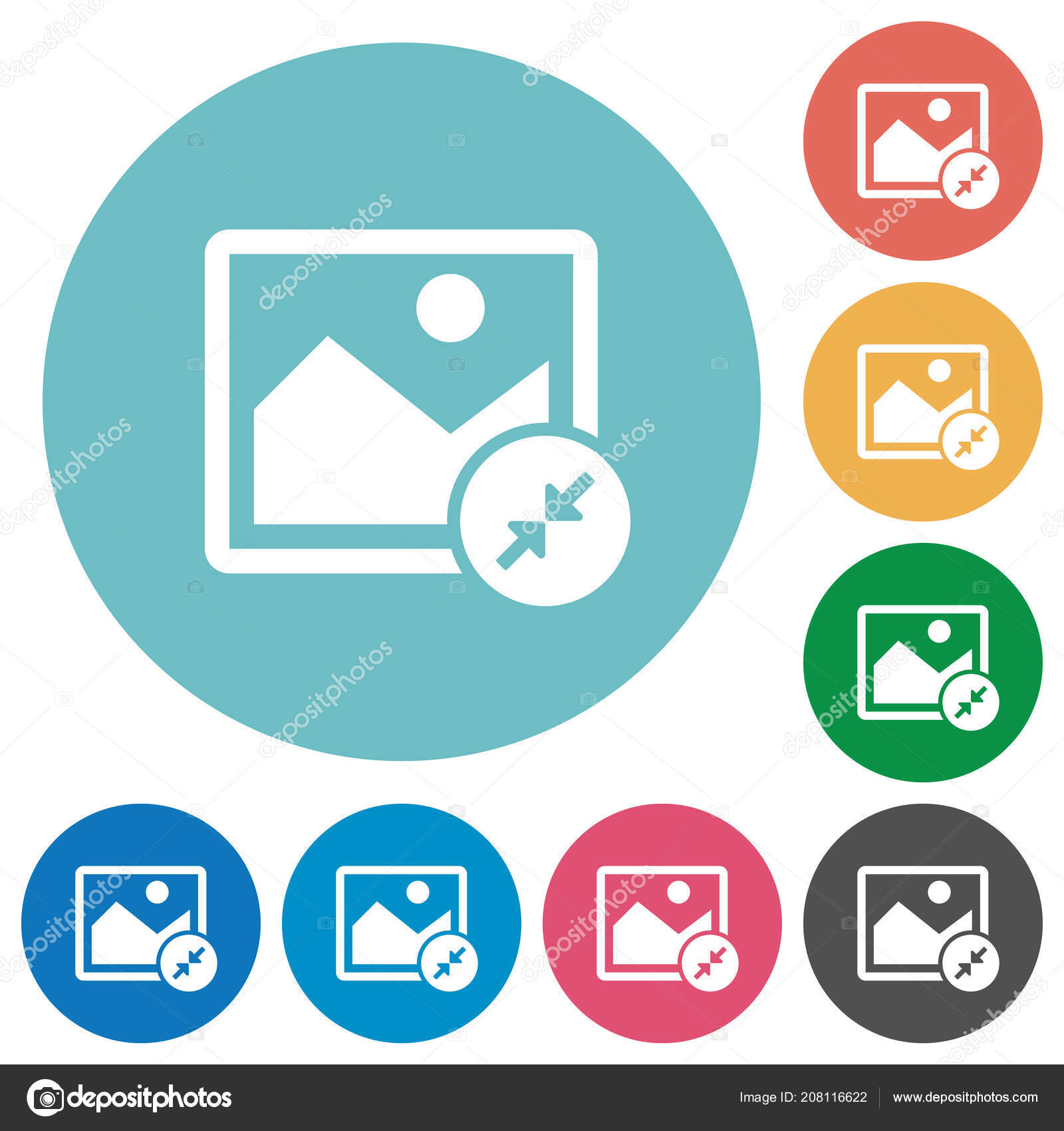 Resize Image Small Flat White Icons Color Backgrounds Stock Vector by ...