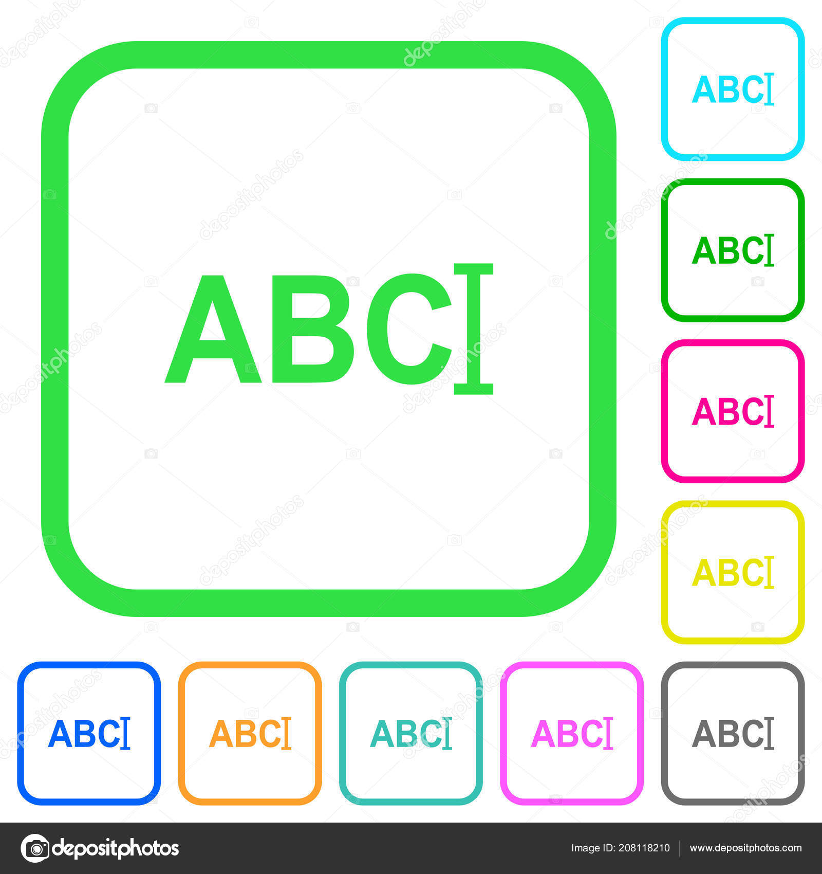 Typing Text Cursor Vivid Colored Flat Icons Curved Borders White Stock Vector Image by ...