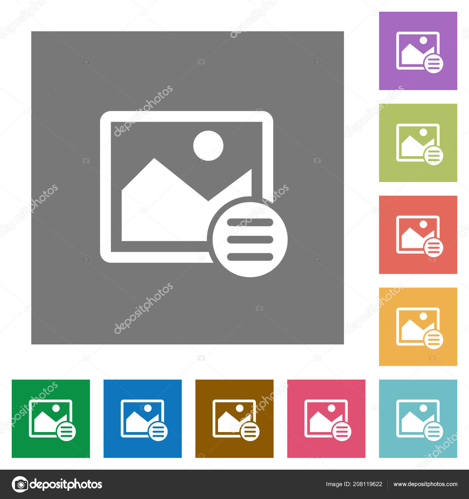 Image Options Flat Icons Simple Color Square Backgrounds Stock Vector by ©renegadehomie 208119622