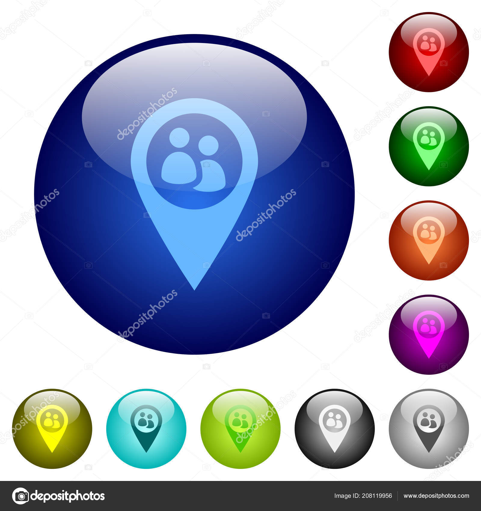Fleet Tracking Icons Color Glass Buttons Stock Vector by ©renegadehomie ...
