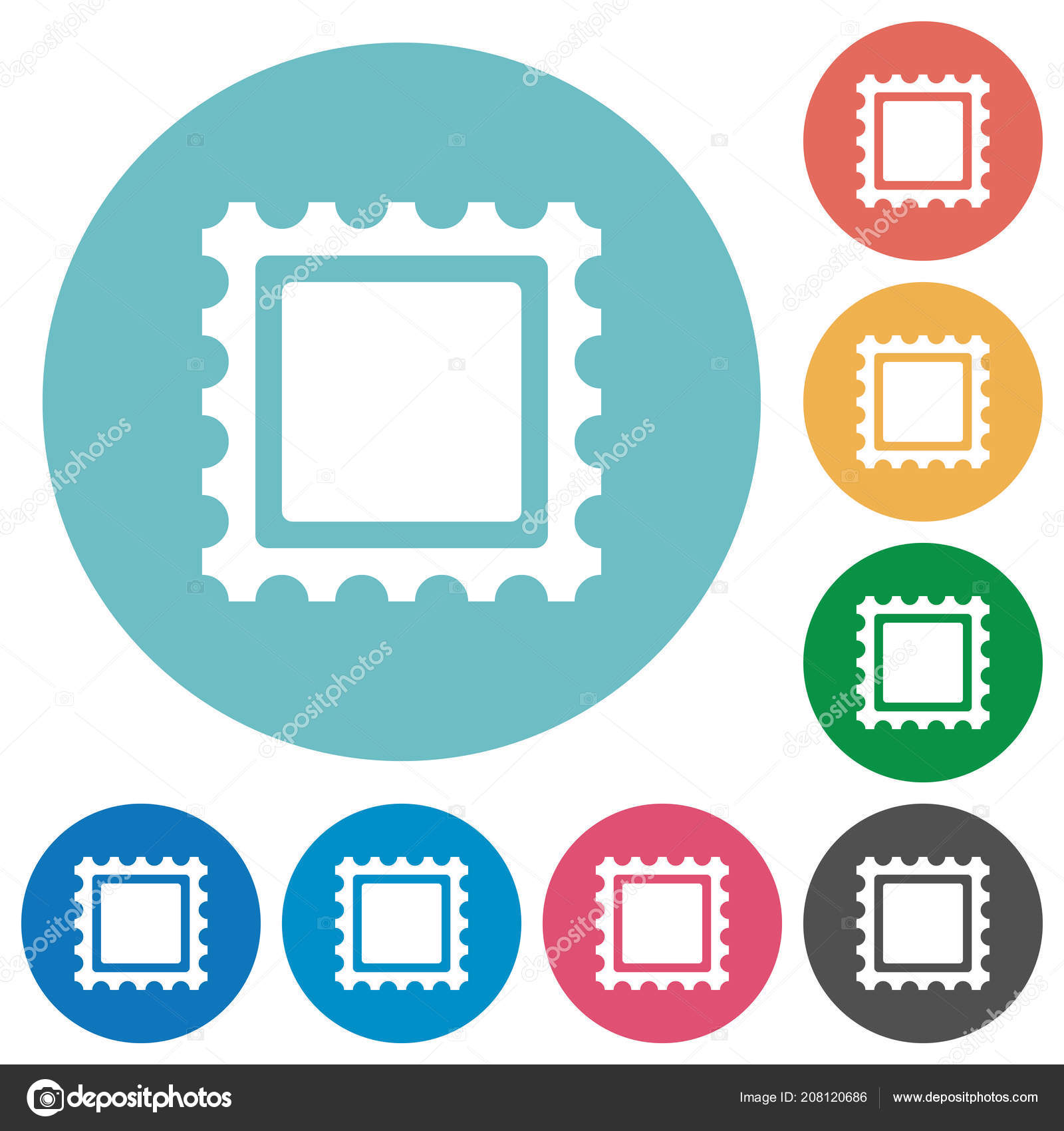 Postal Stamp Flat White Icons Color Backgrounds Stock Vector by ...