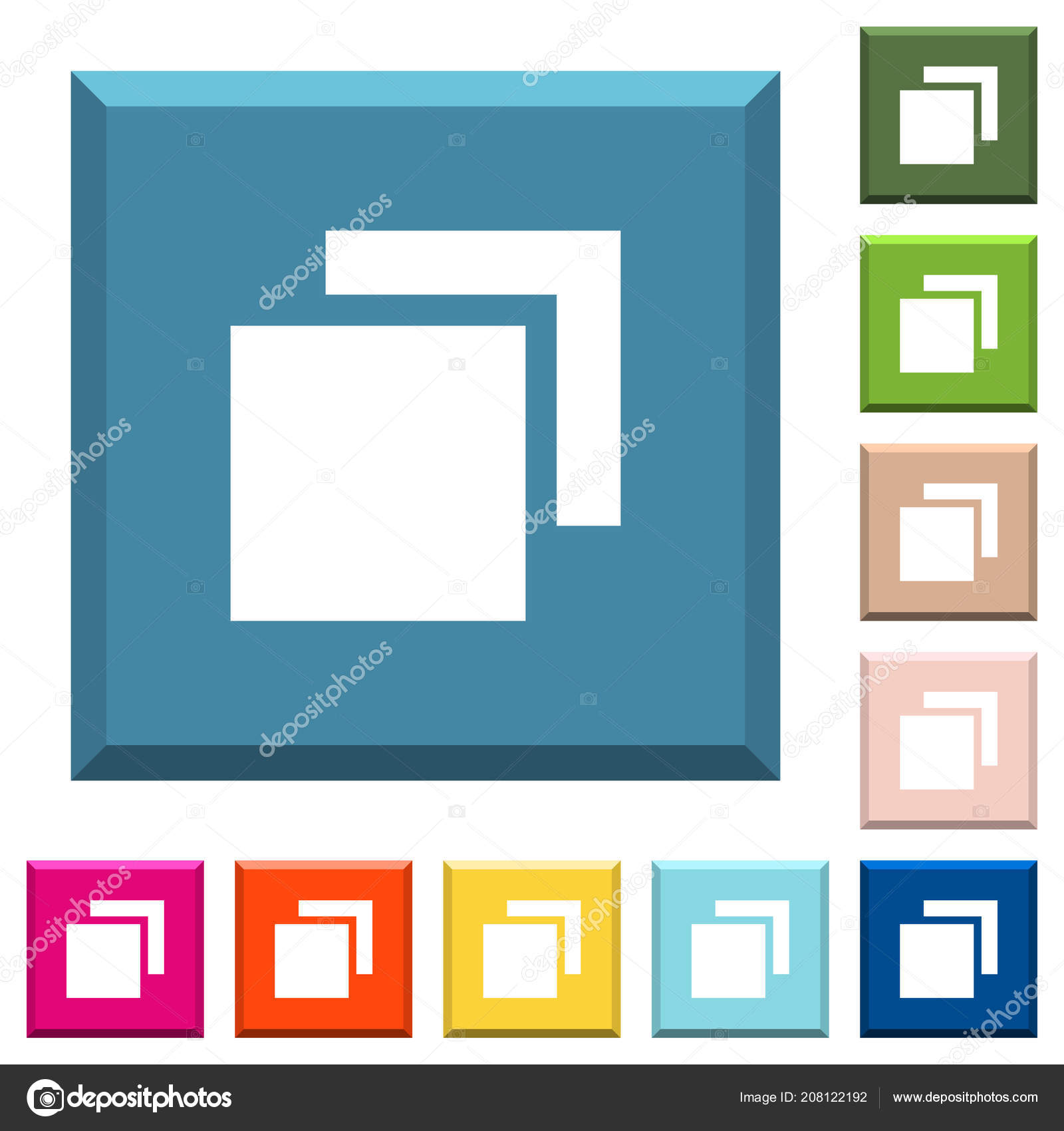 Overlapping Elements White Icons Edged Square Buttons Various Trendy ...