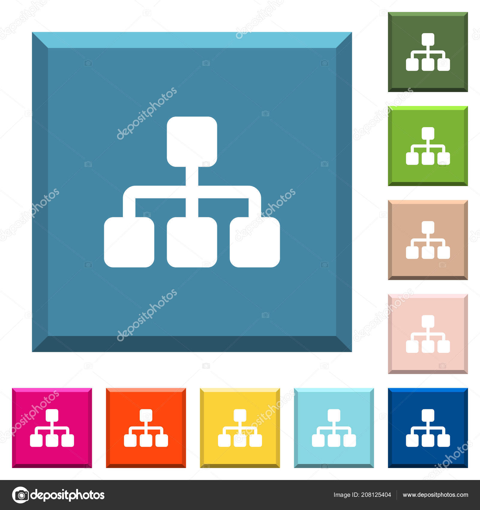 Network White Icons Edged Square Buttons Various Trendy Colors Stock ...