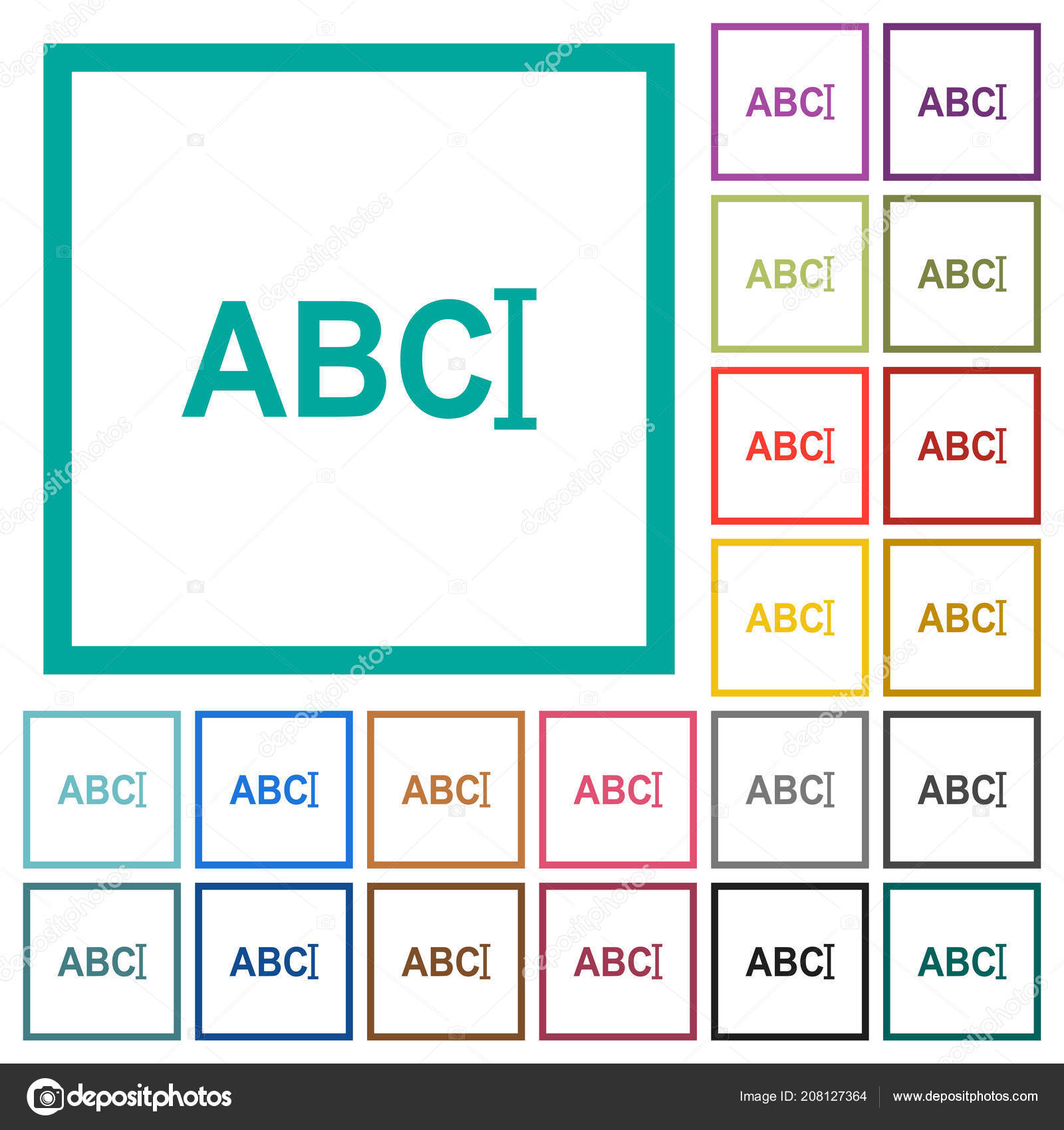 Typing Text Cursor Flat Color Icons Quadrant Frames White Background ...