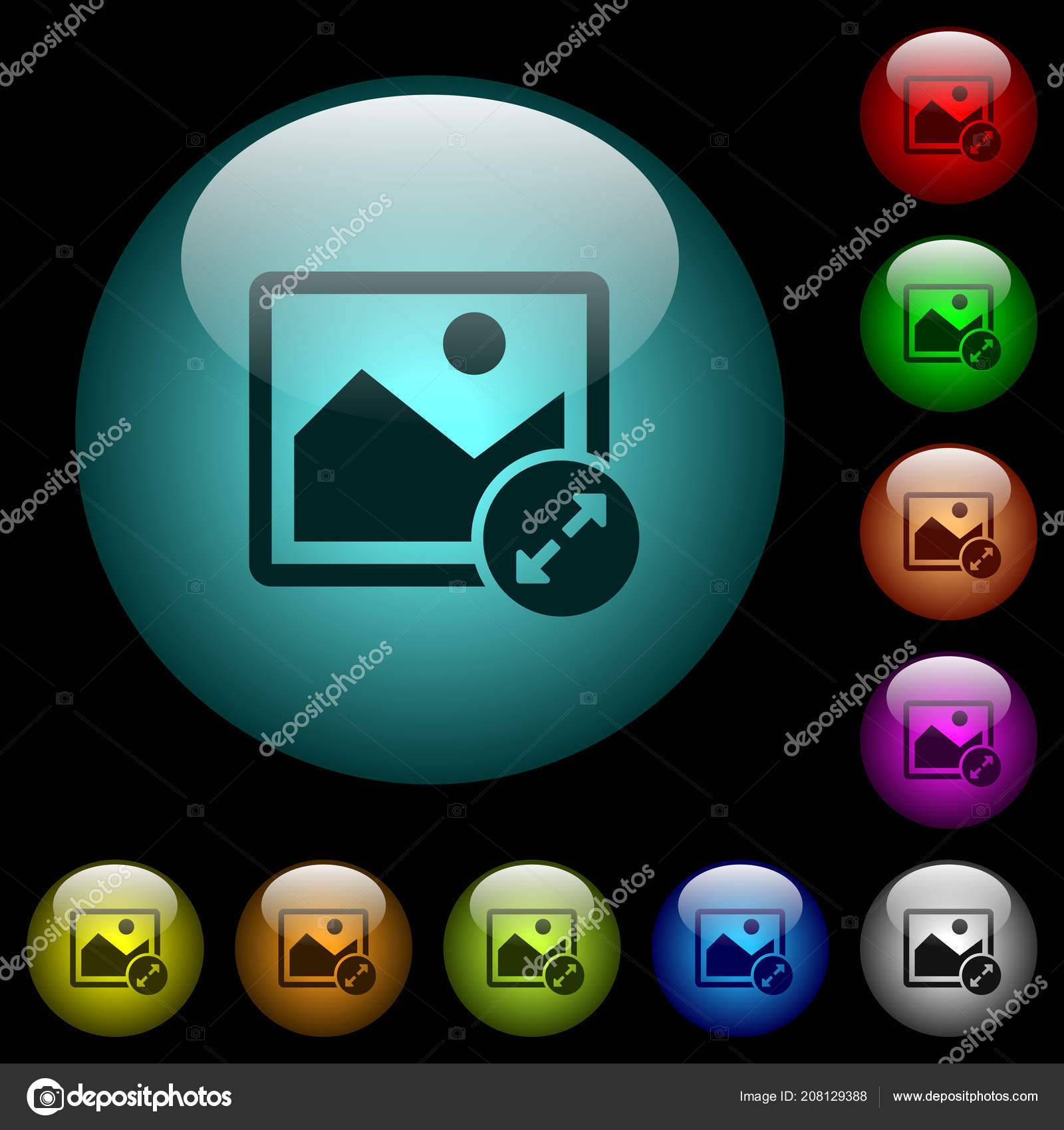 Resize Image Large Icons Color Illuminated Spherical Glass Buttons ...