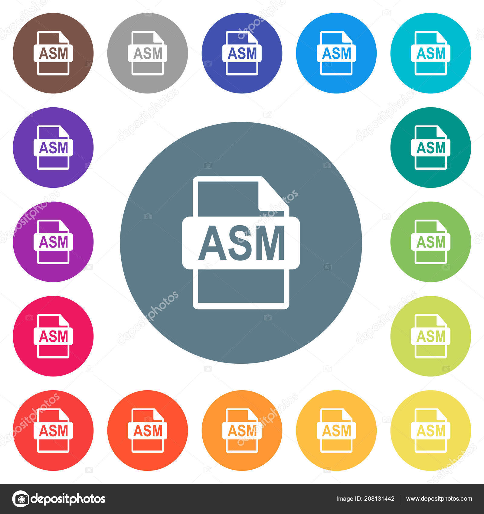 Asm File Format Flat White Icons Color Backgrounds Background Color ...