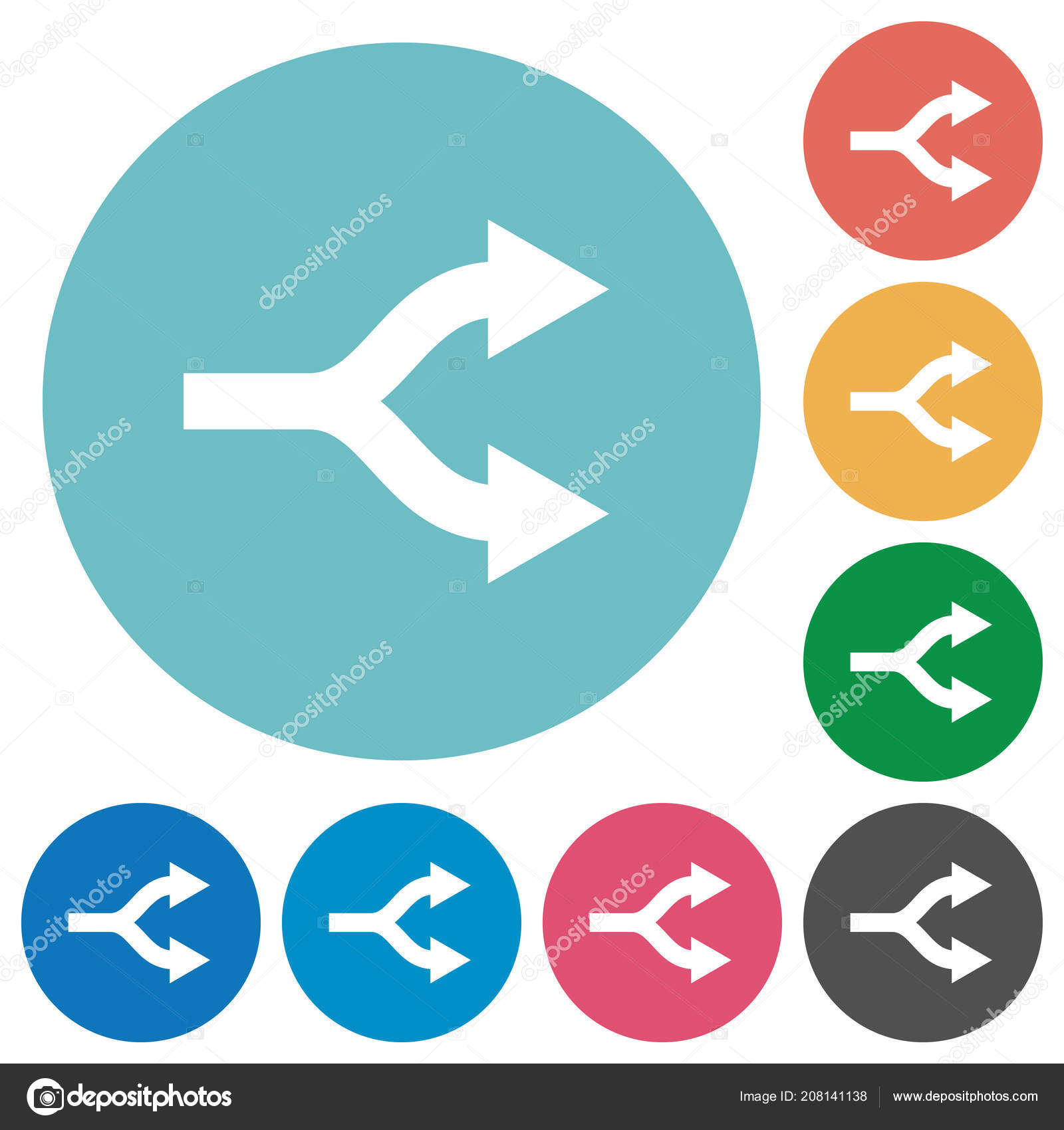 Split Arrows Flat White Icons Color Backgrounds Stock Vector by ...