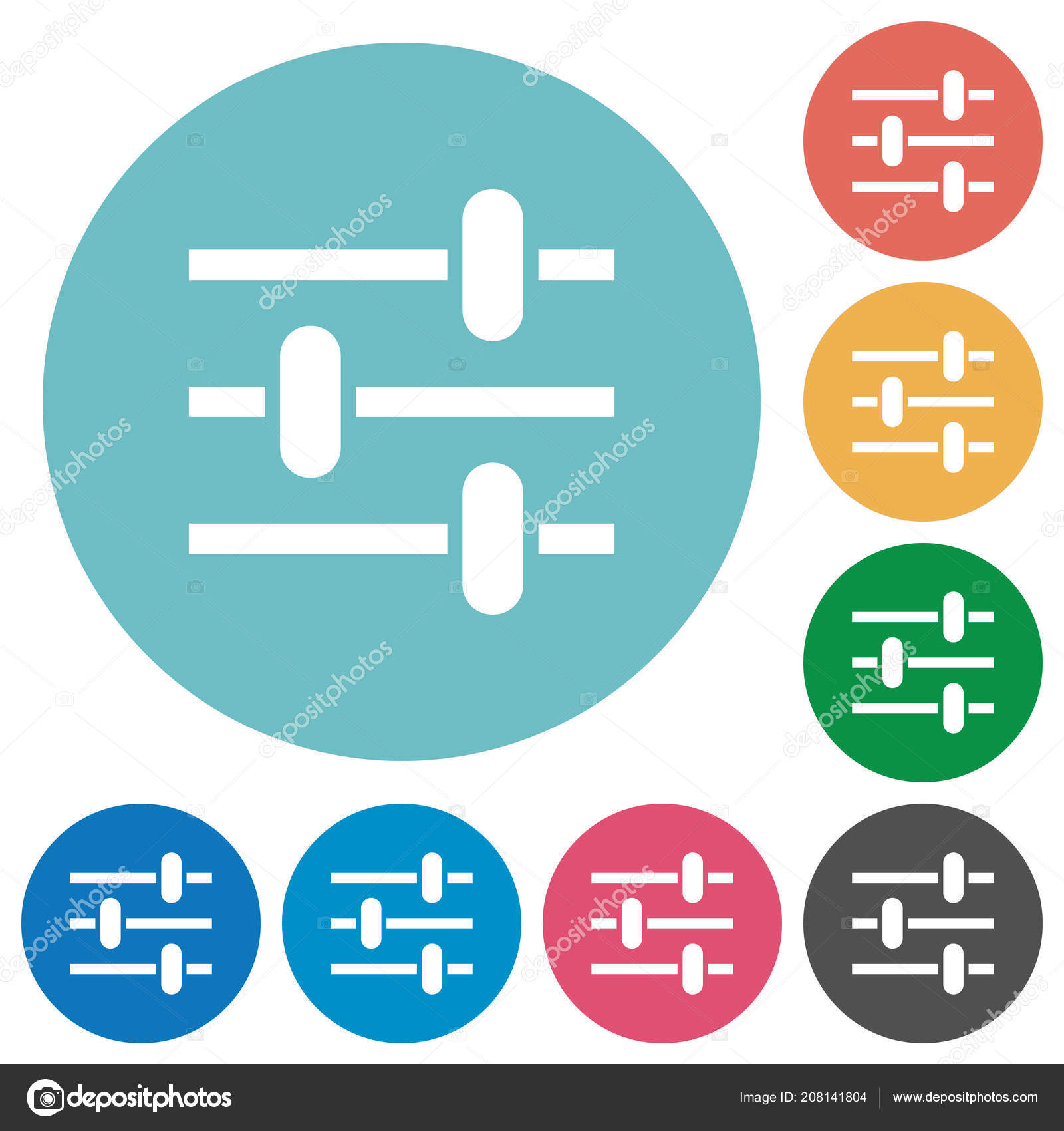 Adjustment Flat White Icons Color Backgrounds Stock Vector by ...