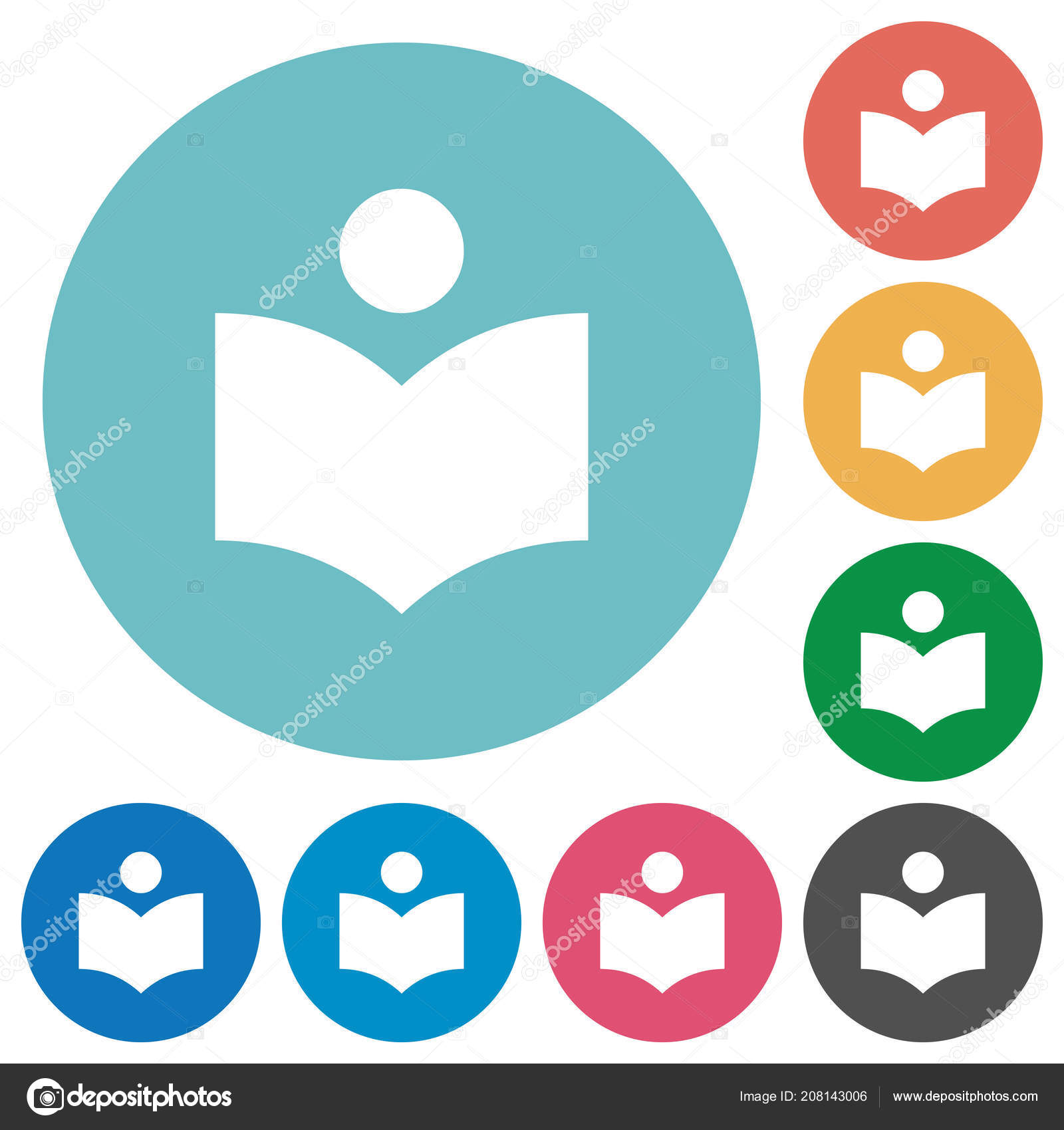 Library Flat White Icons Color Backgrounds Stock Vector by ...