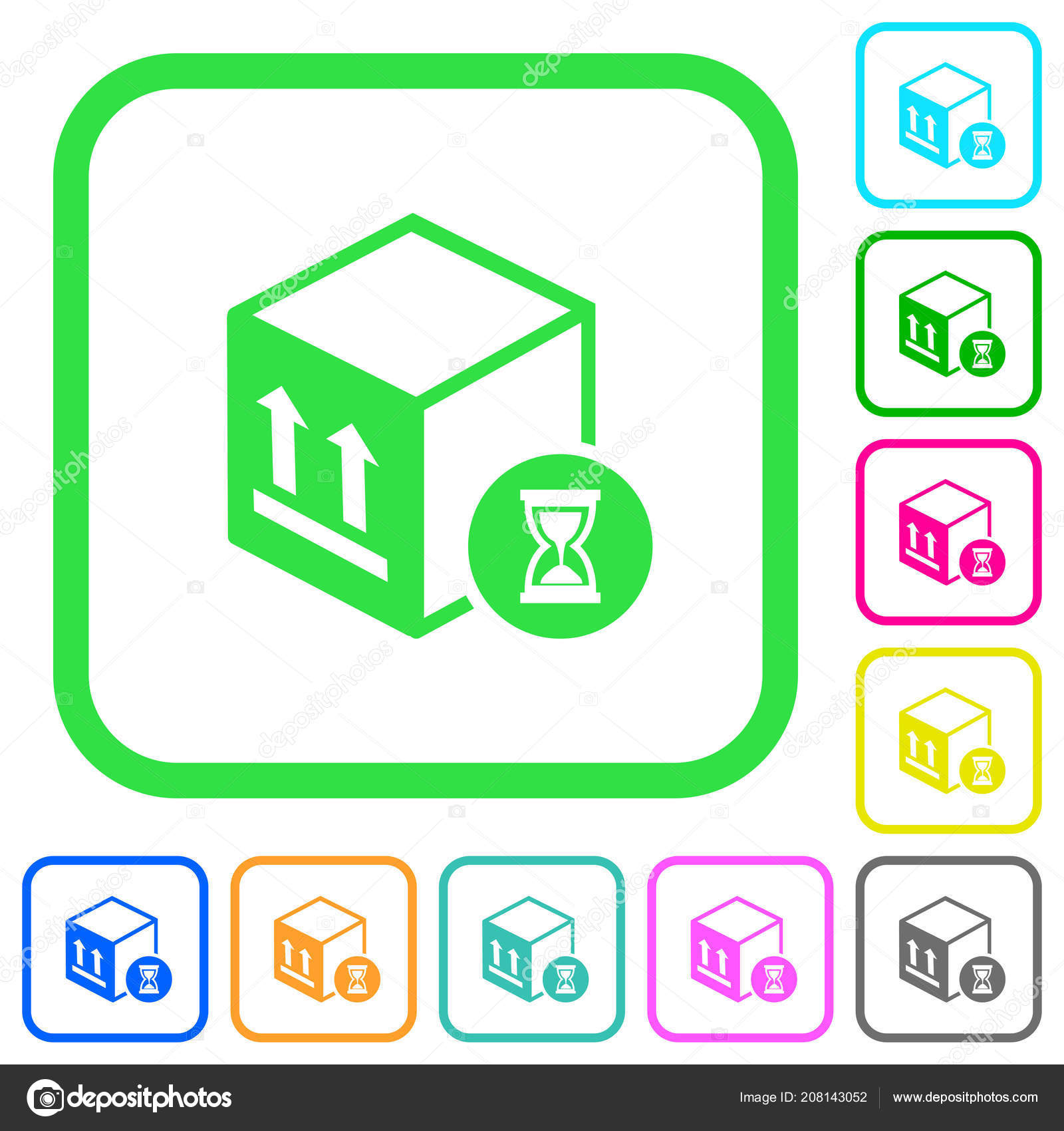 Package Delivery Progress Vivid Colored Flat Icons Curved Borders White ...