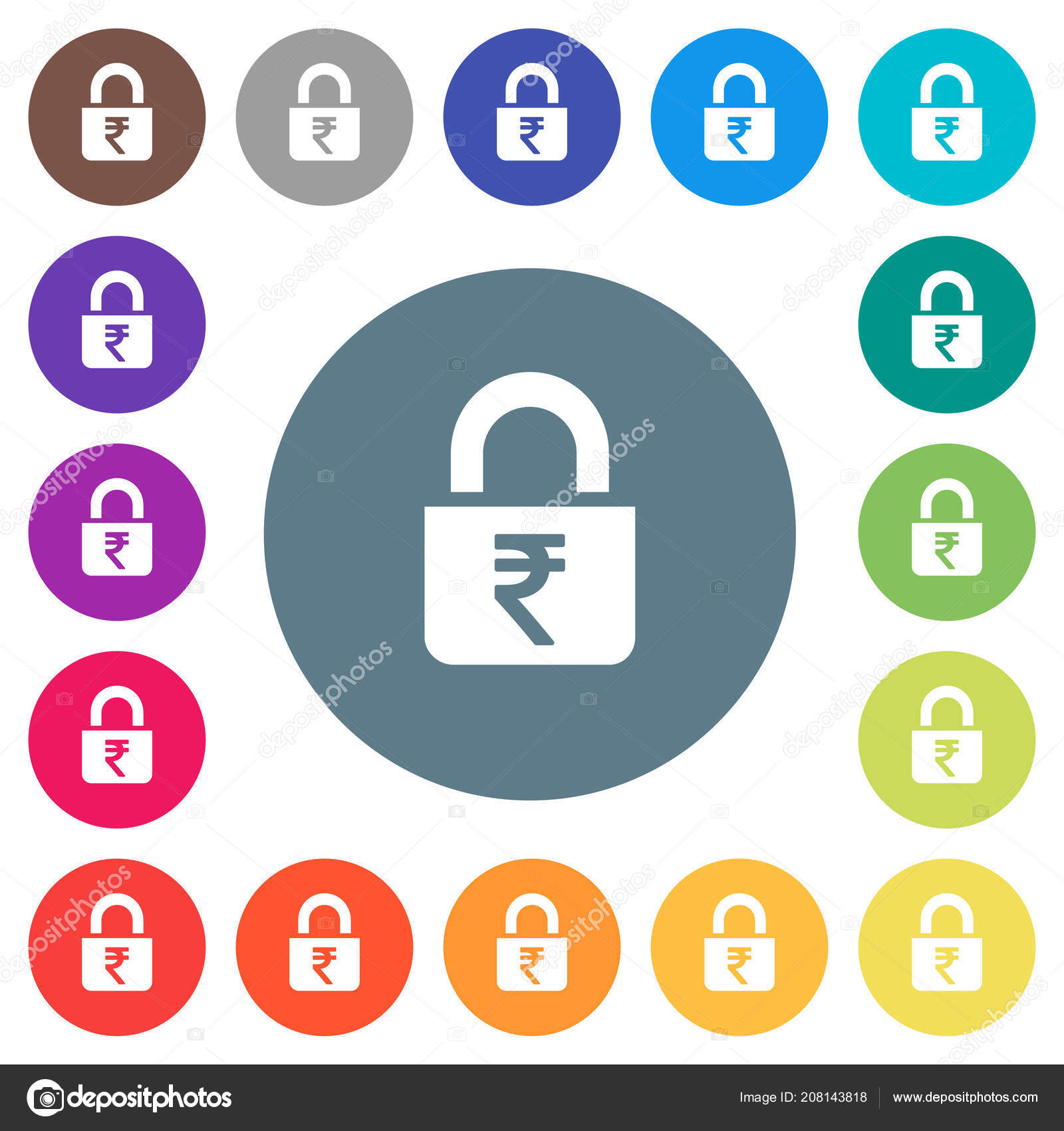 Locked Rupees Flat White Icons Color Backgrounds Background Color ...