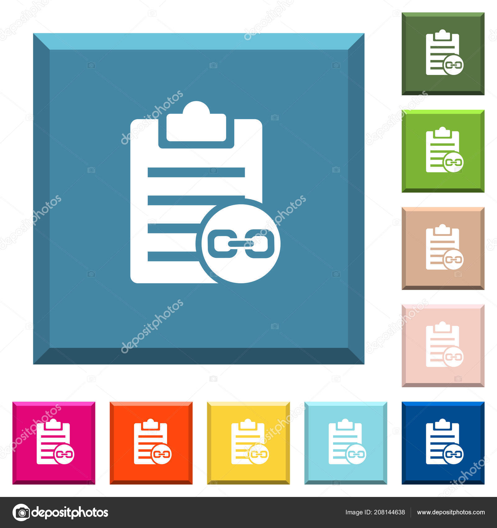 Note Attachment White Icons Edged Square Buttons Various Trendy Colors ...