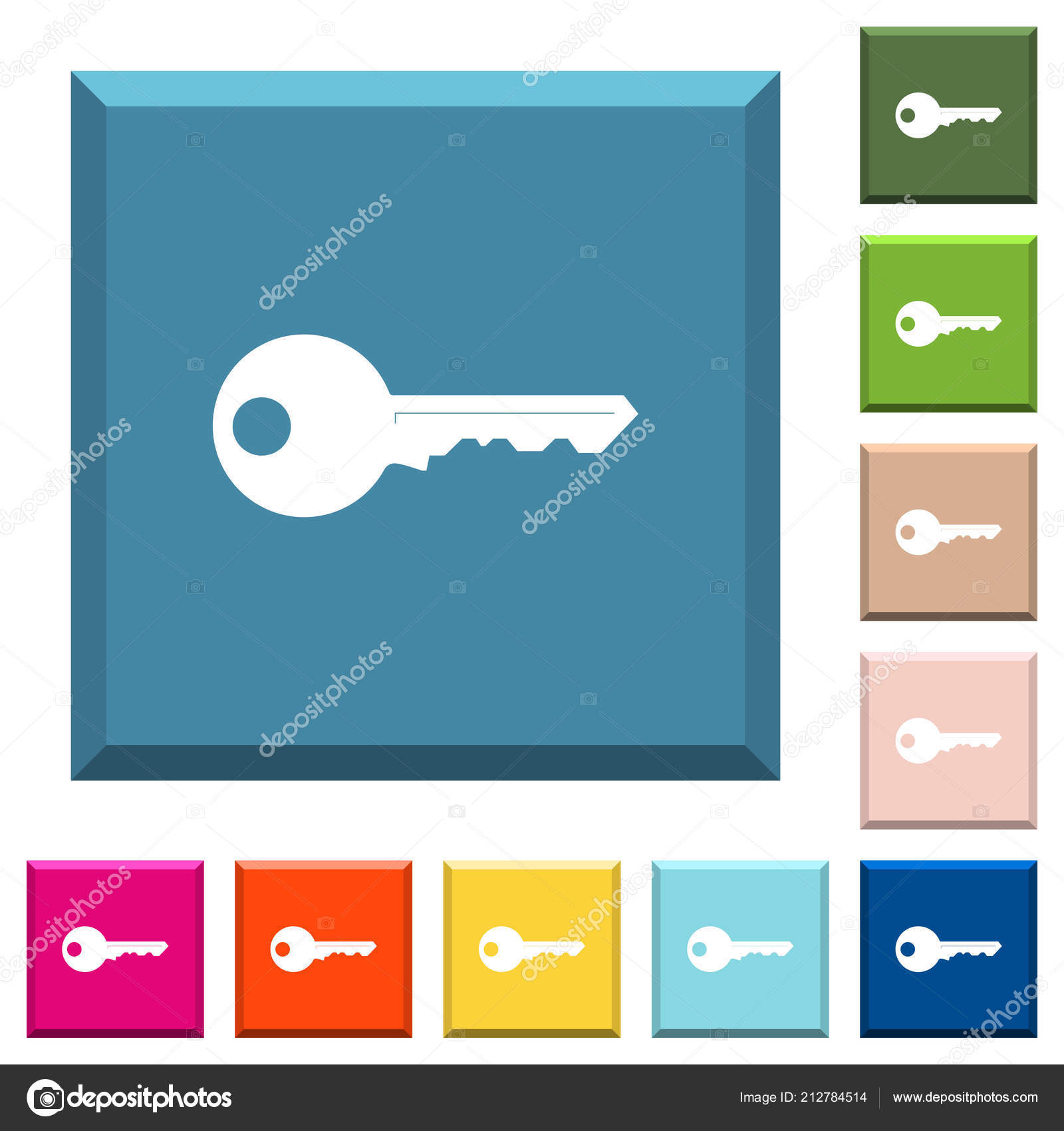 Safety Key White Icons Edged Square Buttons Various Trendy Colors Stock ...