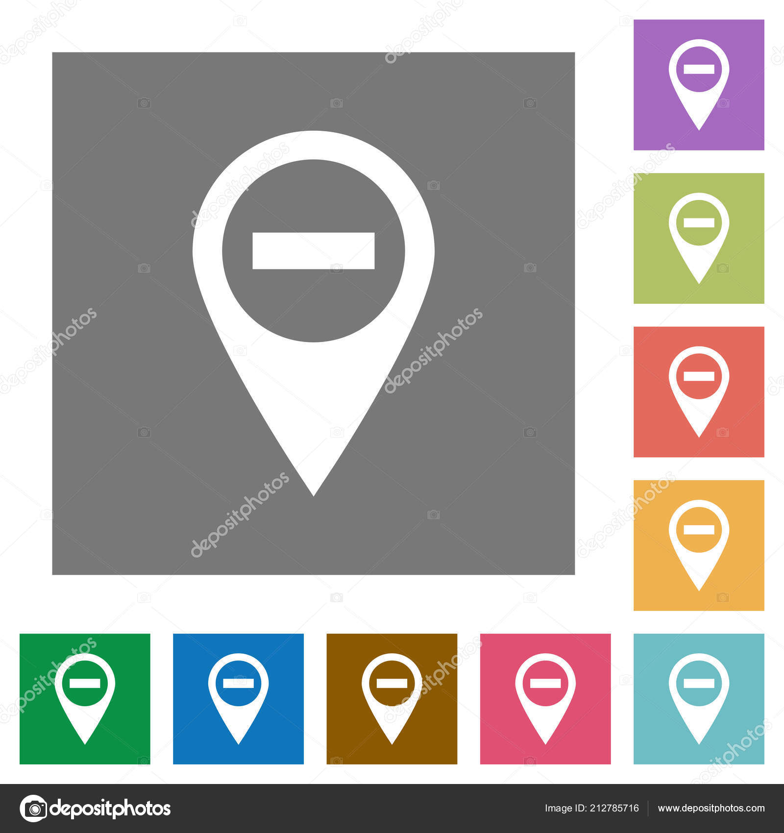 Remove Gps Map Location Flat Icons Simple Color Square Backgrounds ...