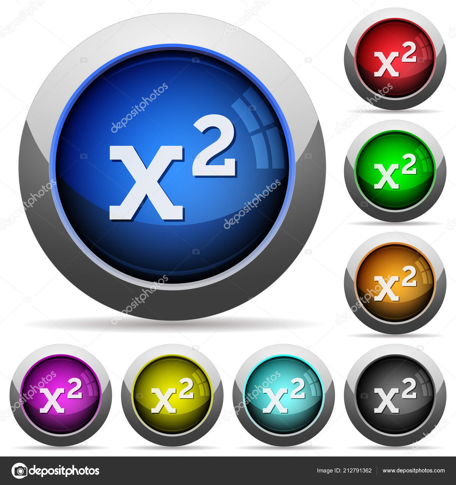 Math Exponentiation Icons Glossy Buttons Steel Frames Stock Vector by ...