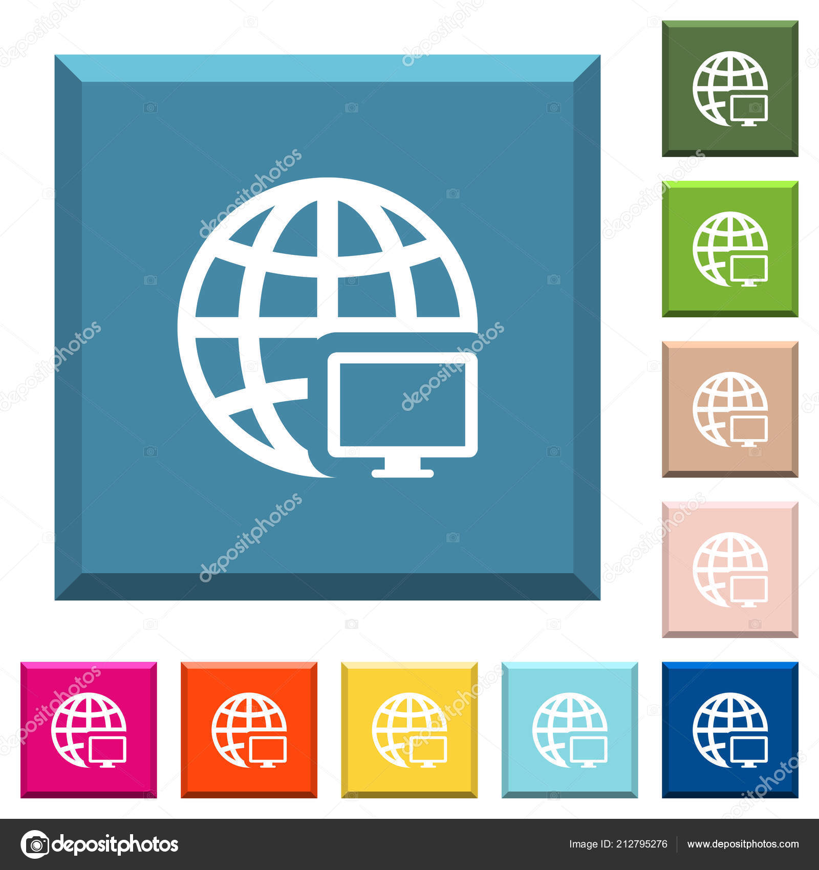 Remote Terminal White Icons Edged Square Buttons Various Trendy Colors ...