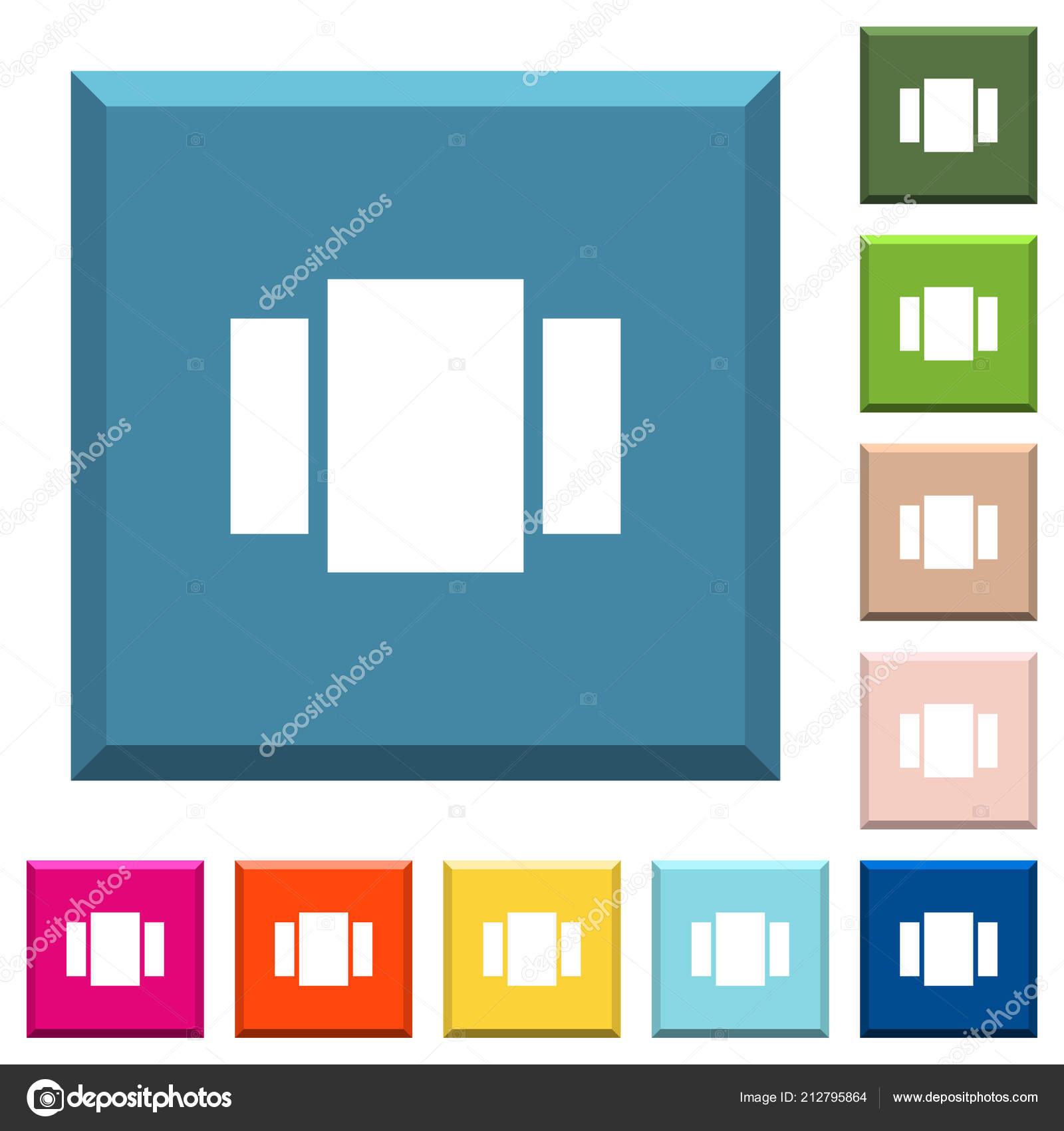 View Carousel White Icons Edged Square Buttons Various Trendy Colors ...