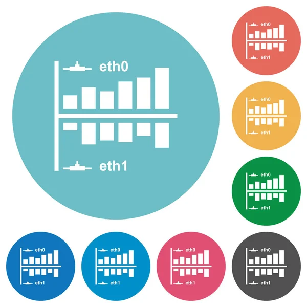 Network Statistics White Flat Icons Color Rounded Square Backgrounds ...