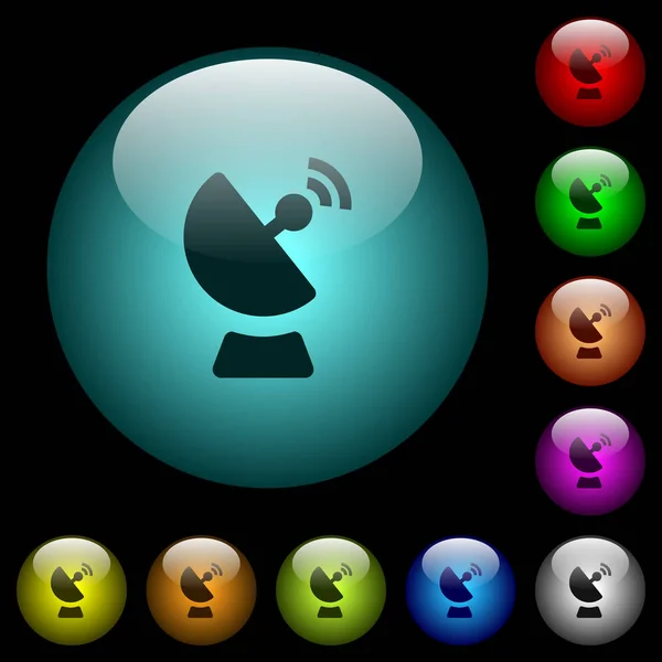 Radio Signal Icons Color Illuminated Spherical Glass Buttons Black ...