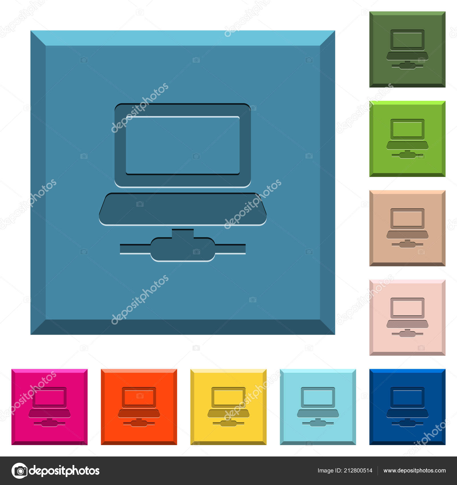Ordenador Red Iconos Grabados Los Botones Cuadrados Bordes Varios ...